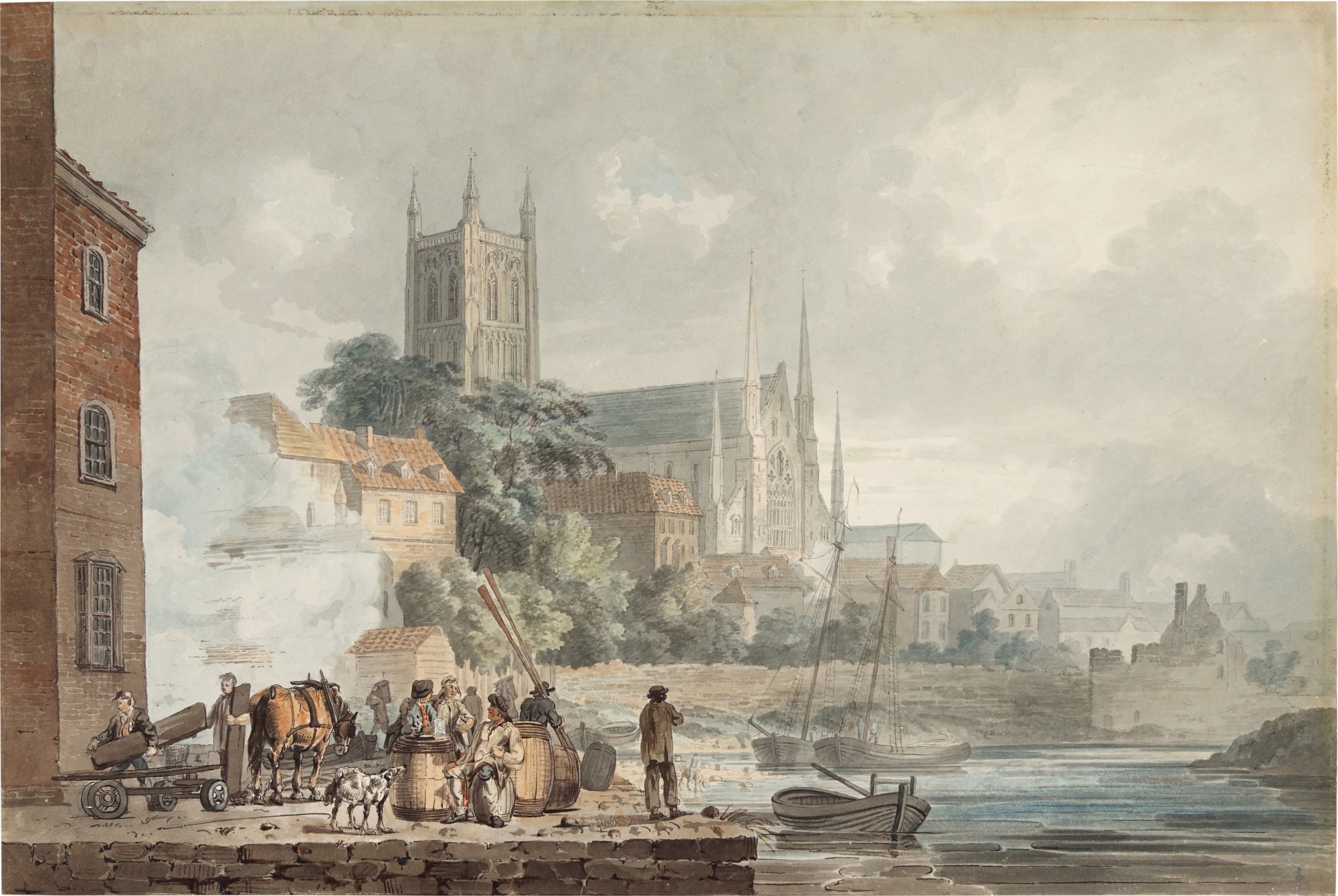 Worcester Cathedral seen from the bridge | Old Master & British Works ...
