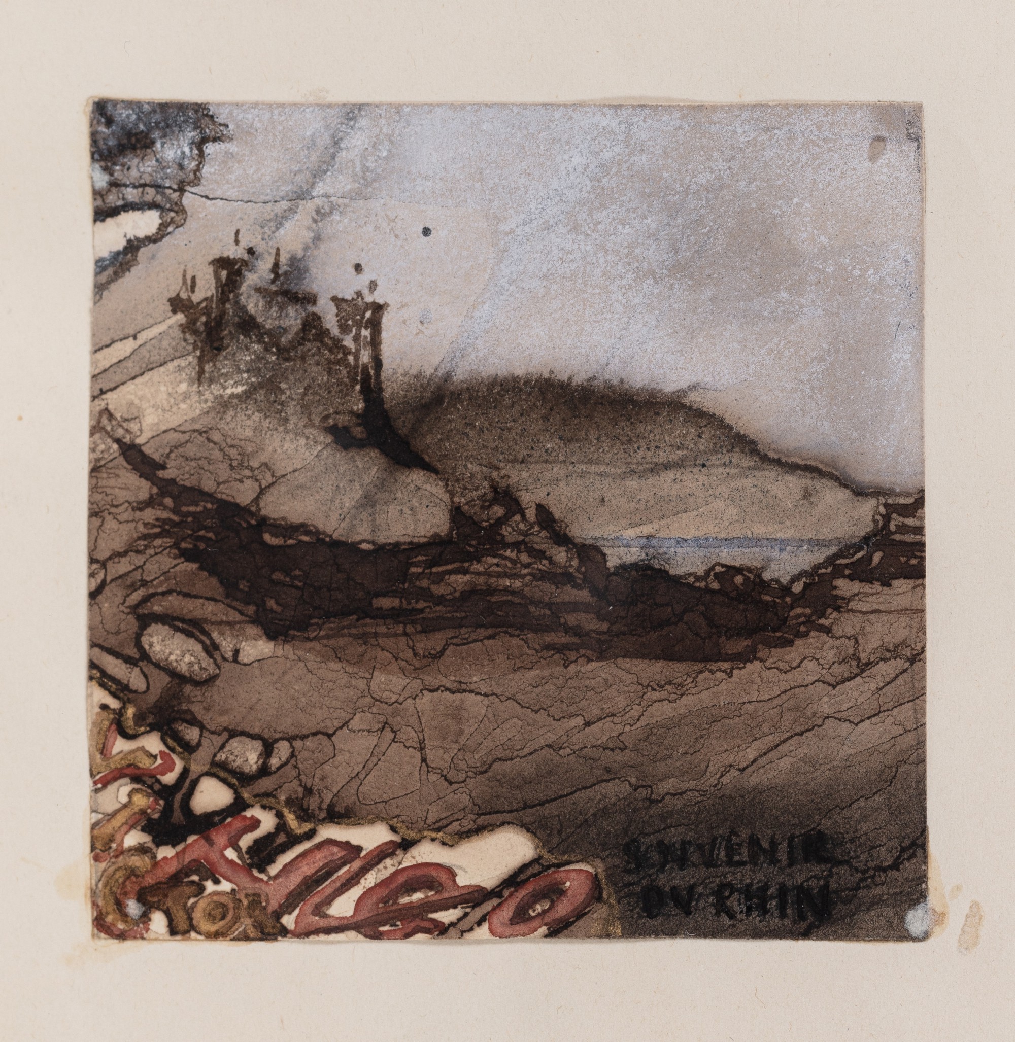 Souvenir du Rhin. [Vers 1855-1856.] Dessin original, signé en rouge et ...