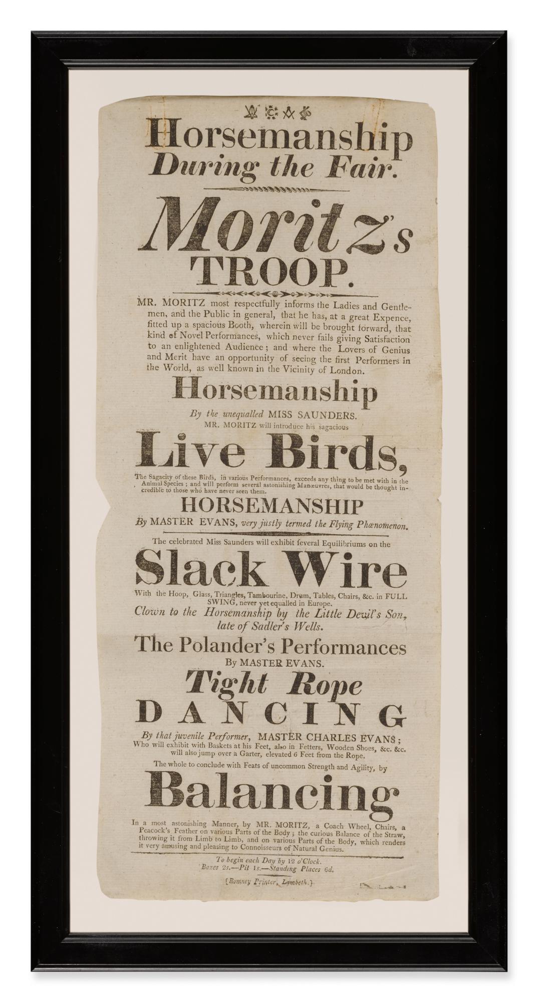 [Moritz] | Mr. Moritz's troupe performing in a "most astonishing manner ...