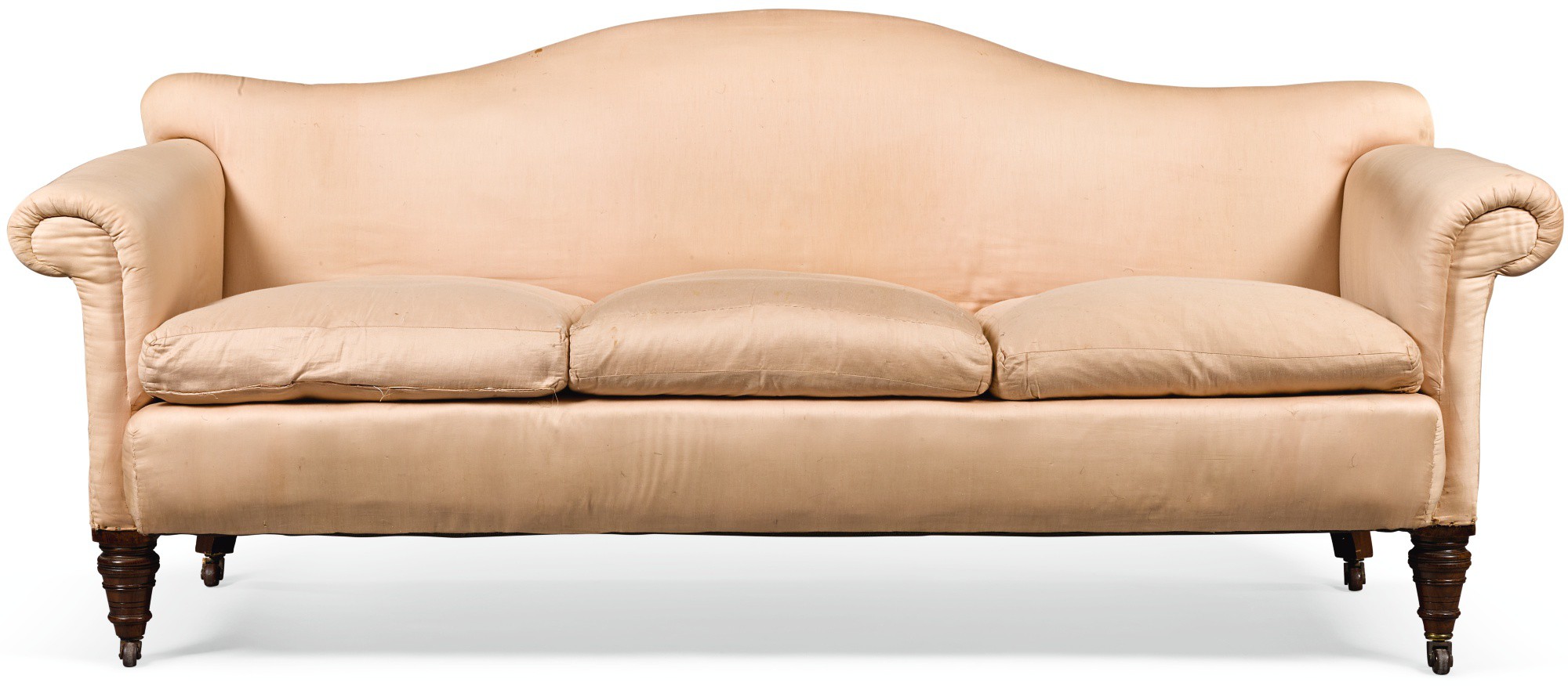 A Victorian walnut and upholstered 'camel-back' sofa, circa 1880 ...