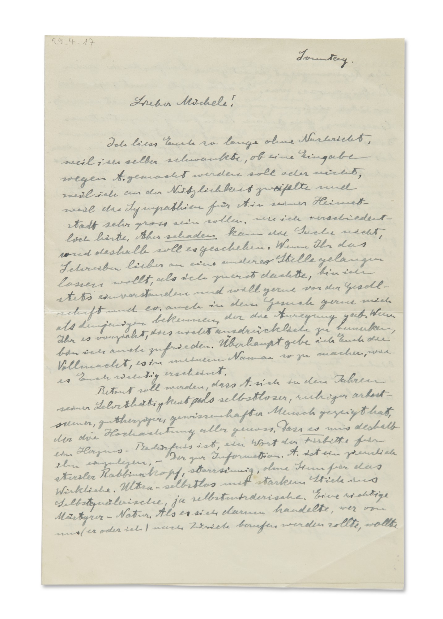 EINSTEIN, ALBERT | ALS TO MICHELLE BESSO, MENTIONING ONE OF HIS LESSER ...