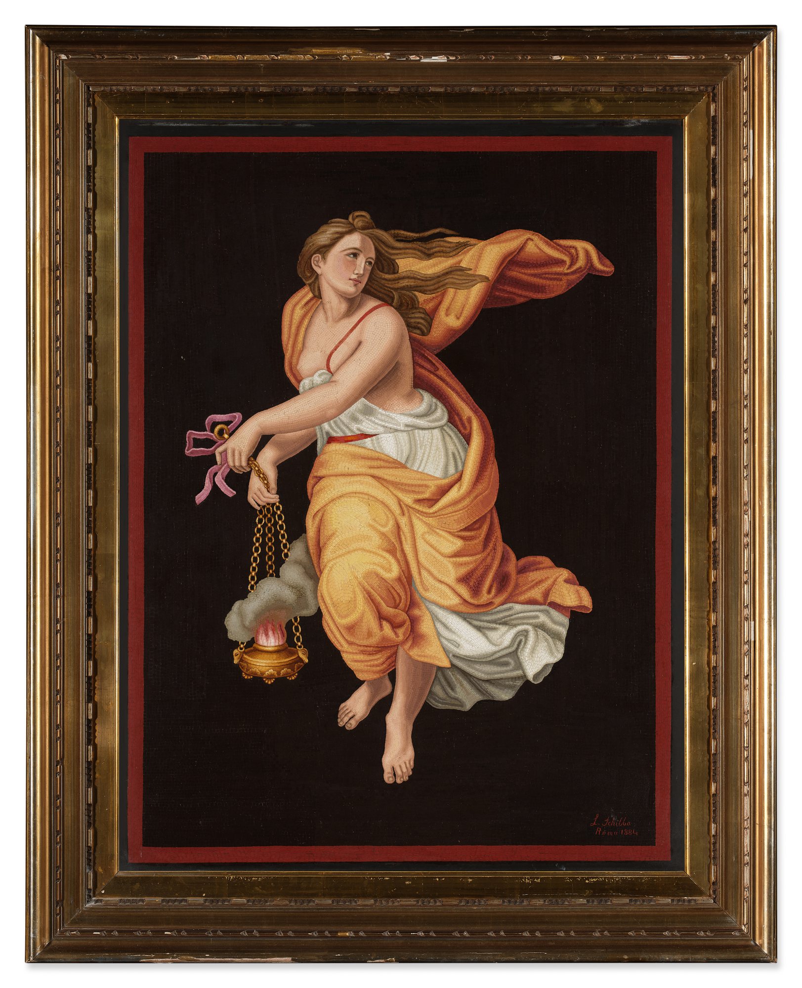 A Large Italian Grand Tour Micromosaic Panel Depicting The Third Hour ...