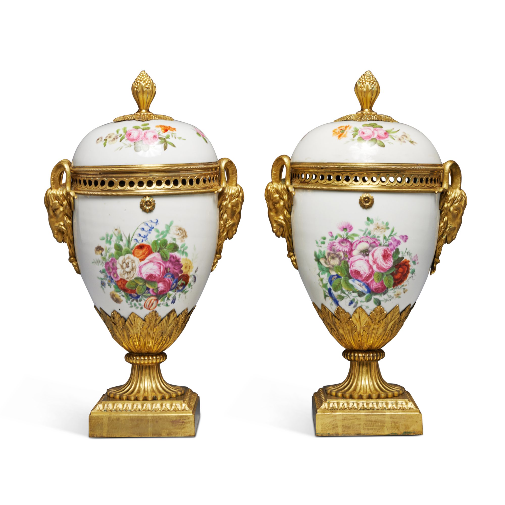 A Pair of Louis XVI Gilt-Bronze Mounted Sèvres Porcelain Vases Oeuf ...