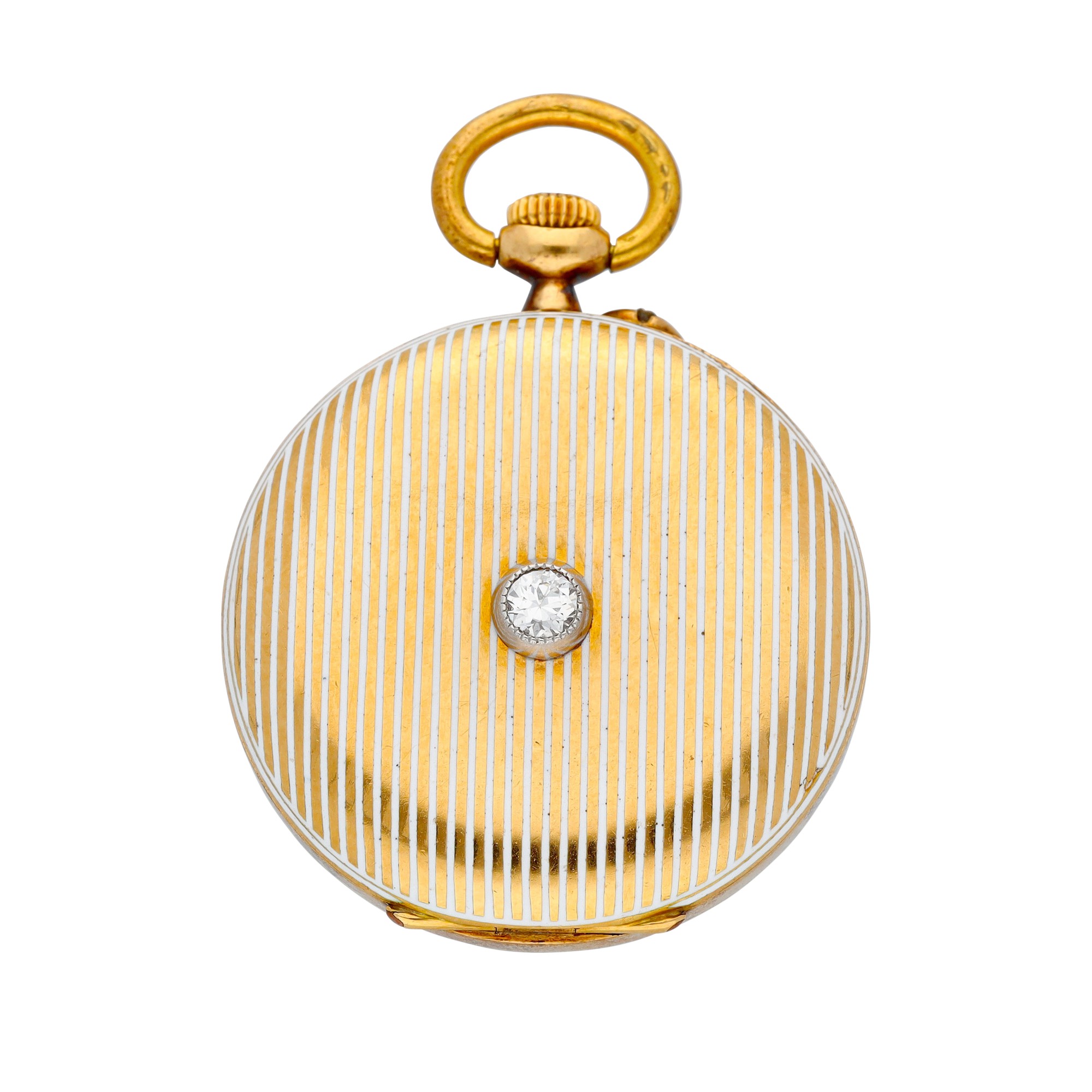 Swiss A Paul Buhré gold, enamel and diamond-set pendant watch with ...