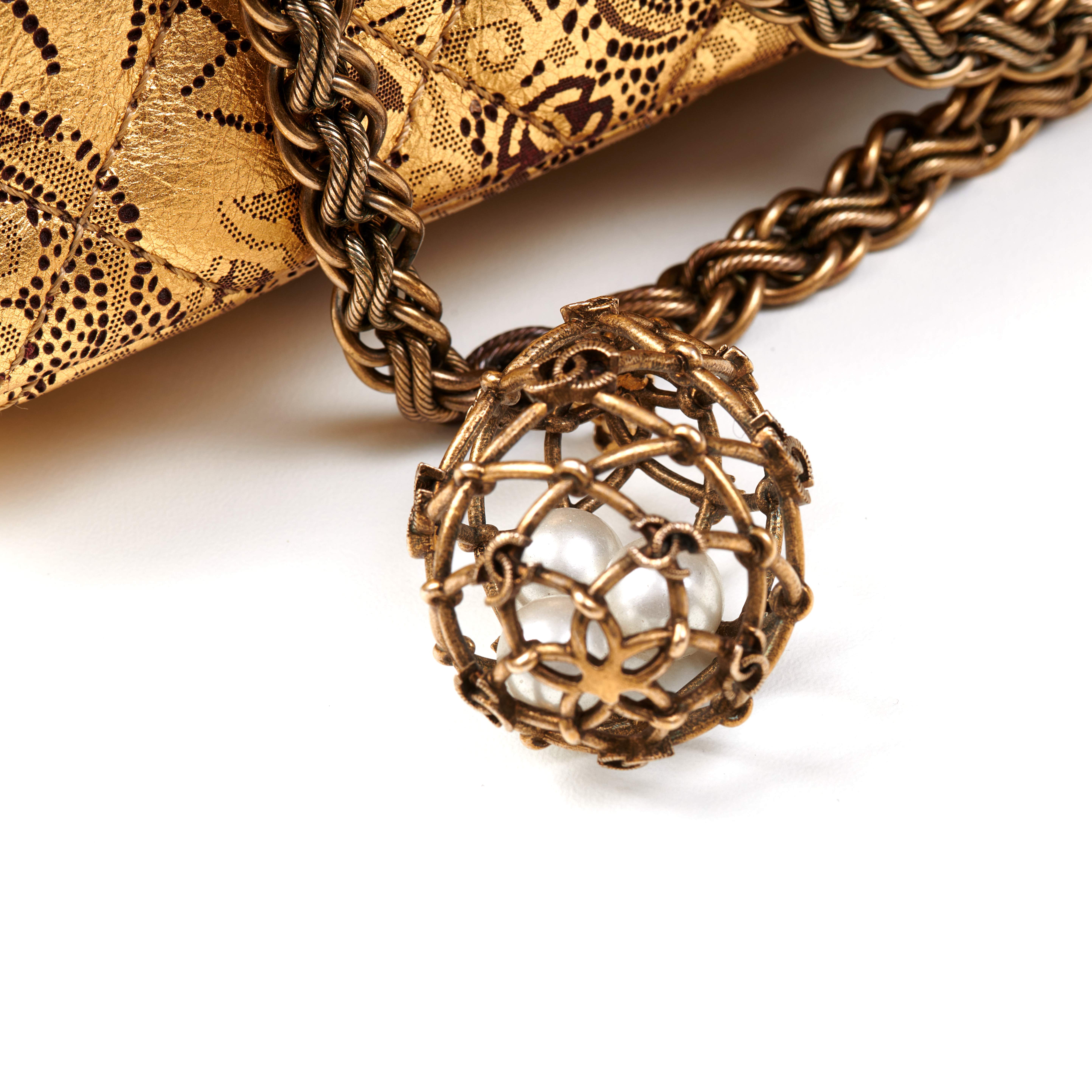 Gold Paris-Moscow 2.55 Flap Bag in Embossed Quilted Leather with Caged ...