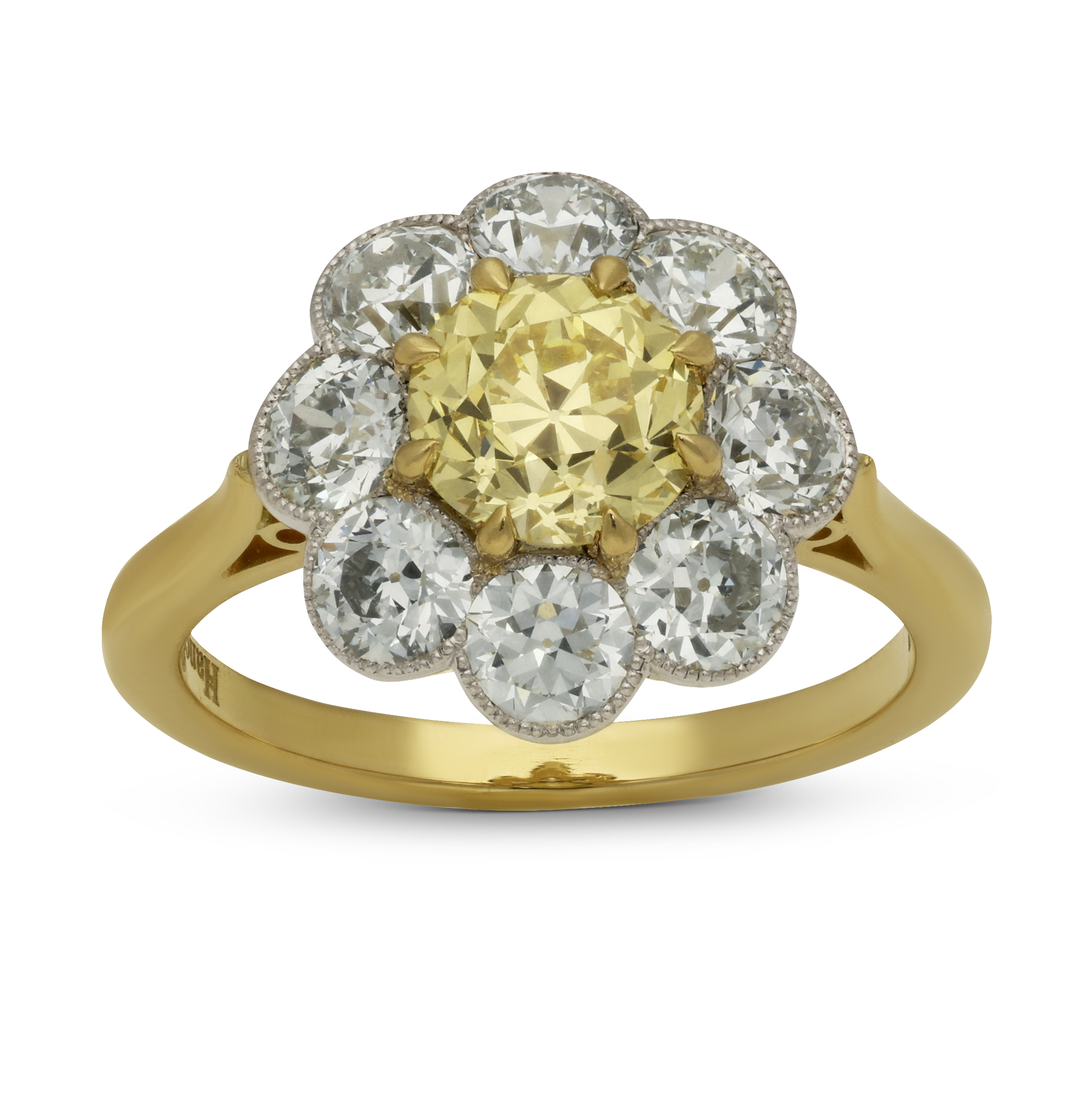 Gold, Platinum, 1.24ct Fancy Intense Yellow Diamond And Diamond Ring ...