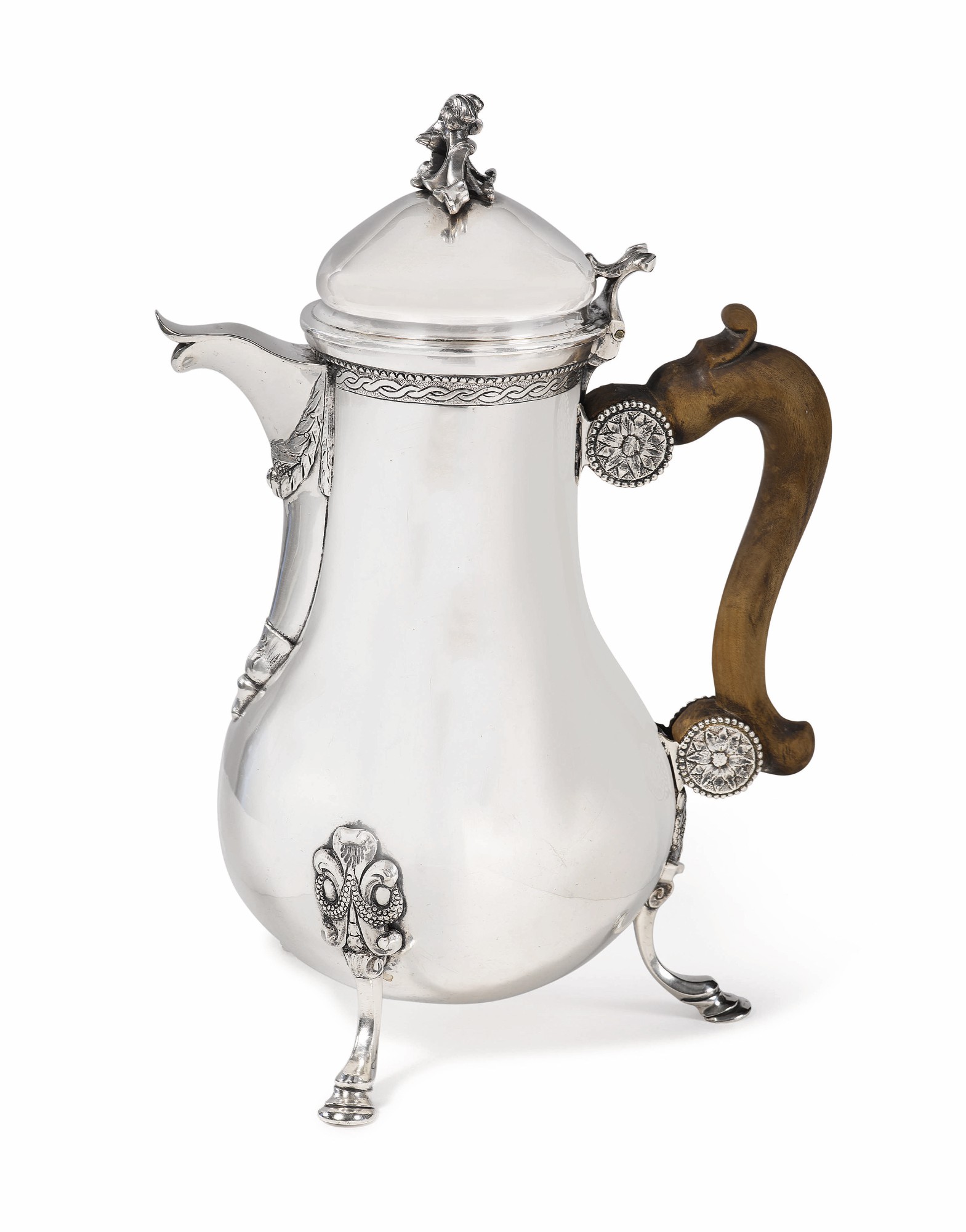A RARE MALTESE SILVER COFFEE POT, MAKER'S MARK AN ANIMAL FOR GAETANO ...