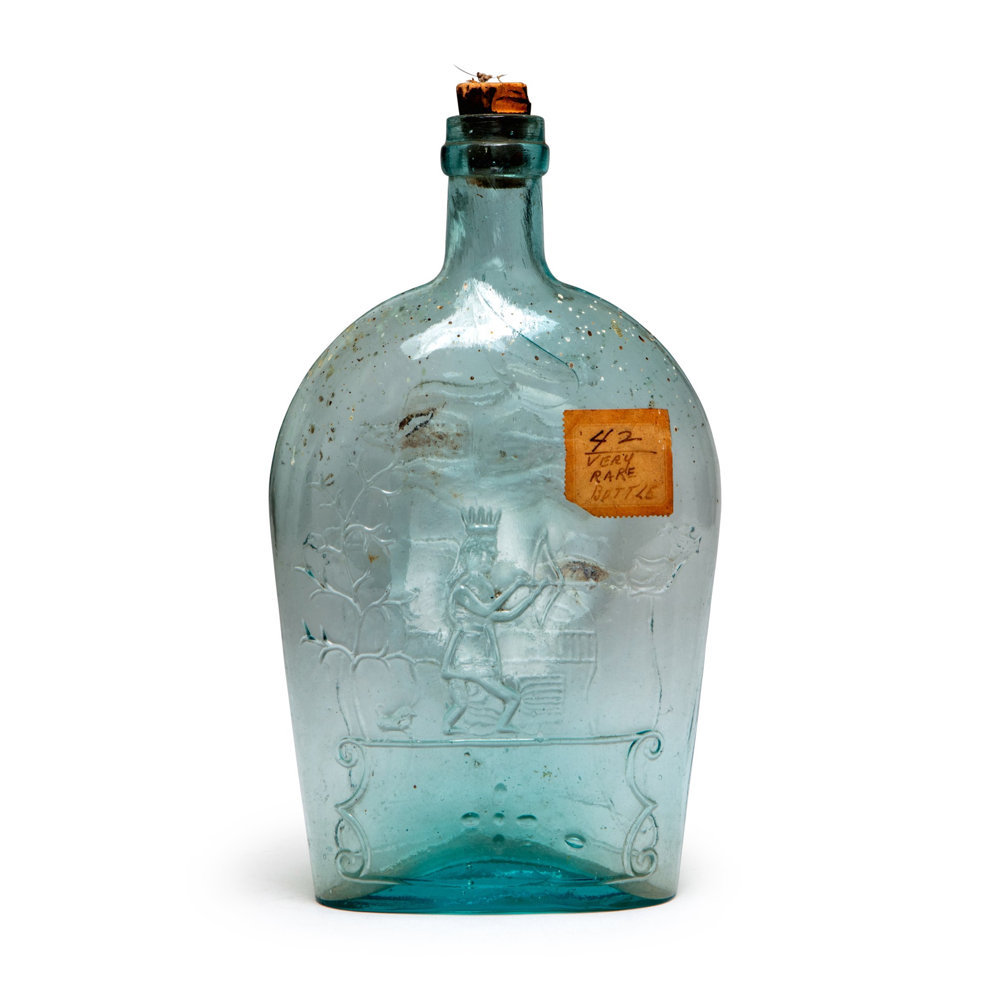 American Historical 'Indian shooting a Bird' Quart Glass Flask ...