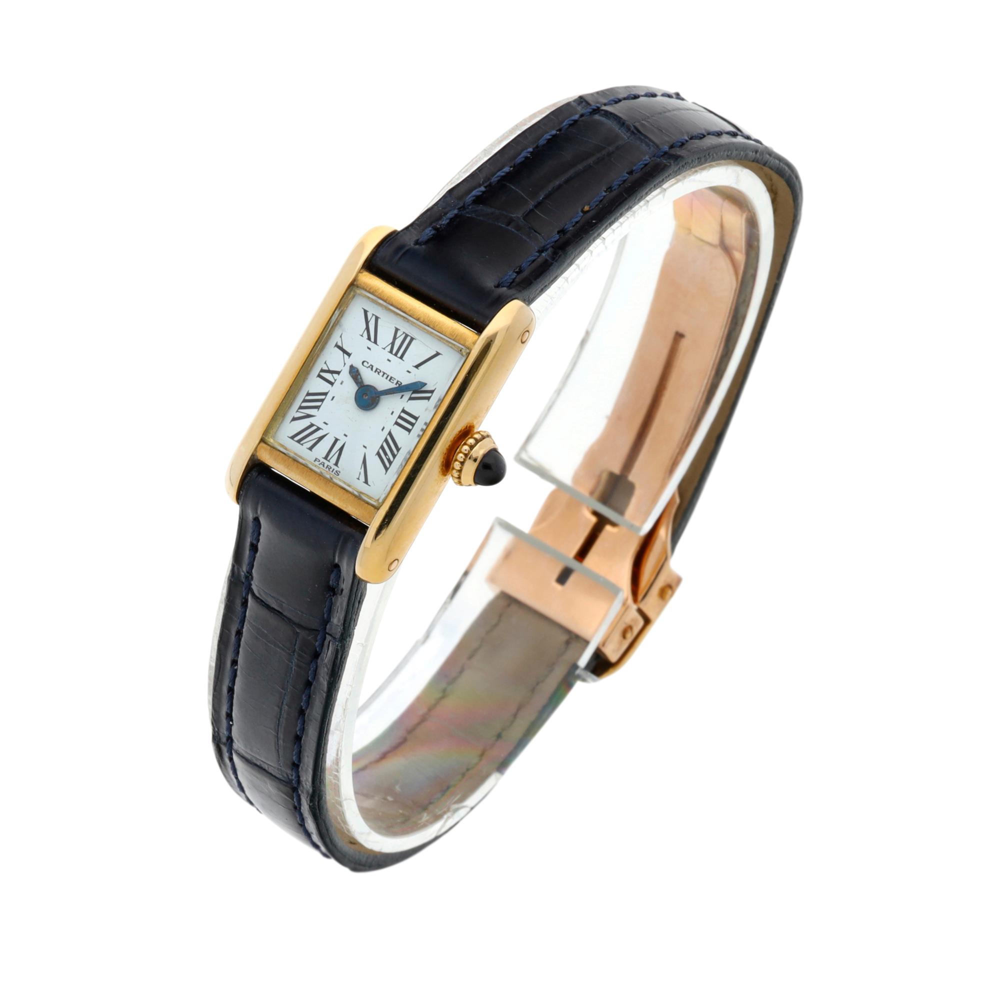 Tank Louis Mini A yellow gold rectangular wristwatch, Circa 1960 | Fine ...