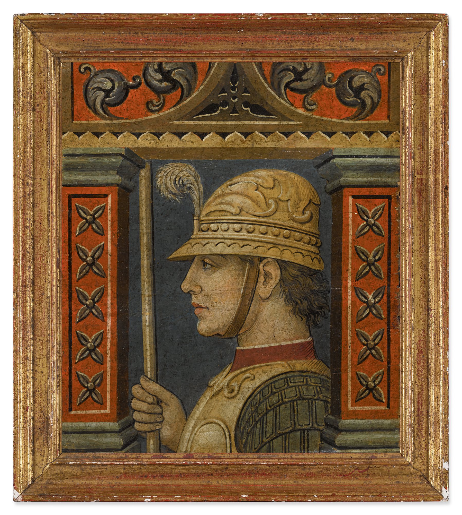 Set of four portraits from a decorative ceiling frieze, depicting a ...