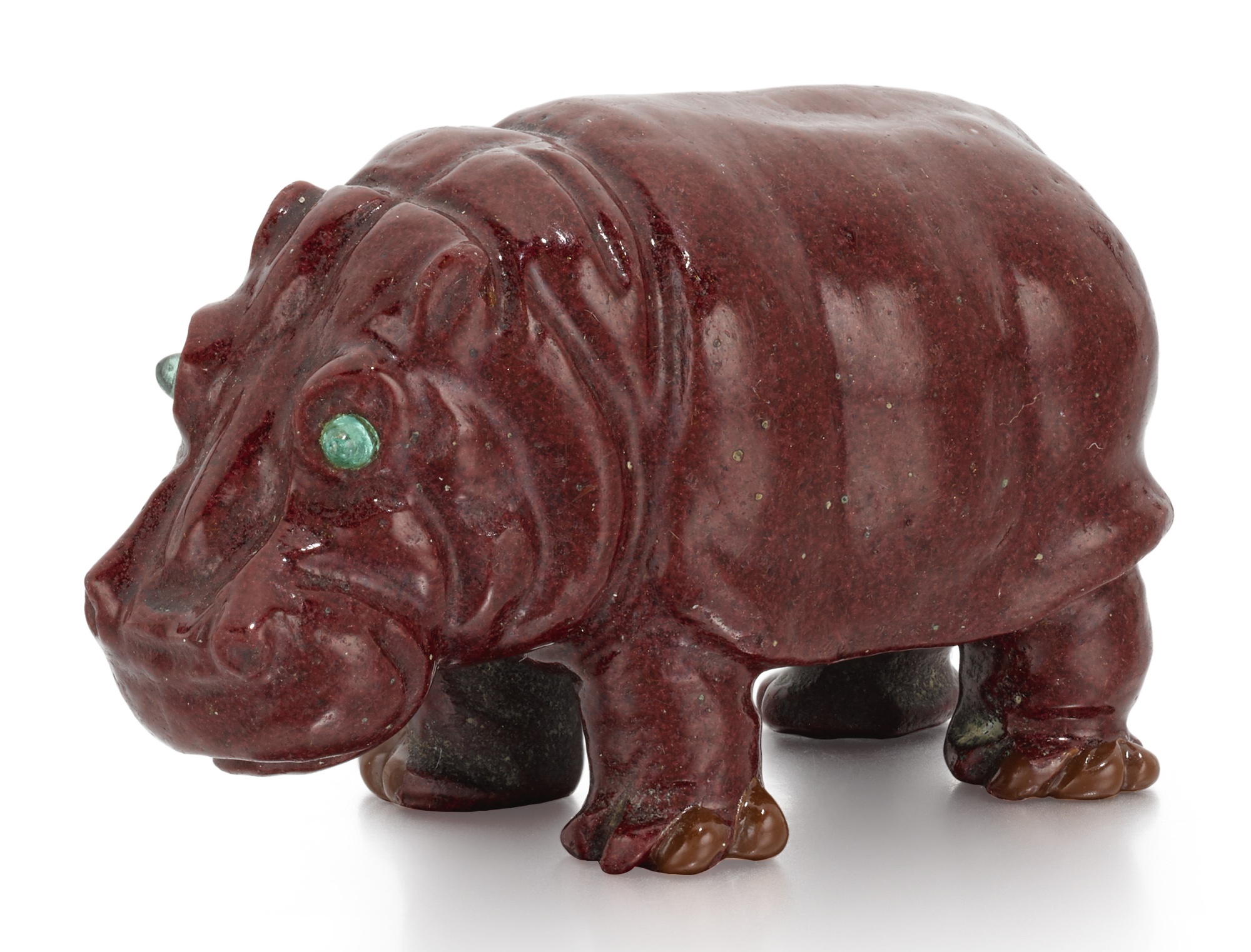 A PURPURINE MODEL OF A HIPPO, IN THE STYLE OF FABERGÉ, PROBABLY RUSSIAN ...