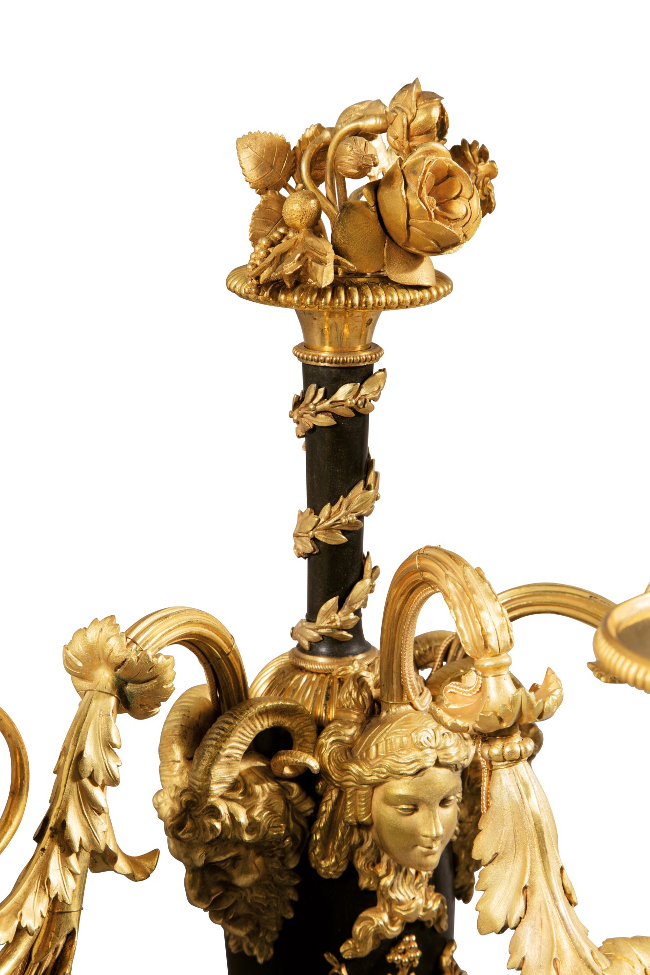 A pair of late Louis XV patinated and gilt-bronze three-light wall ...