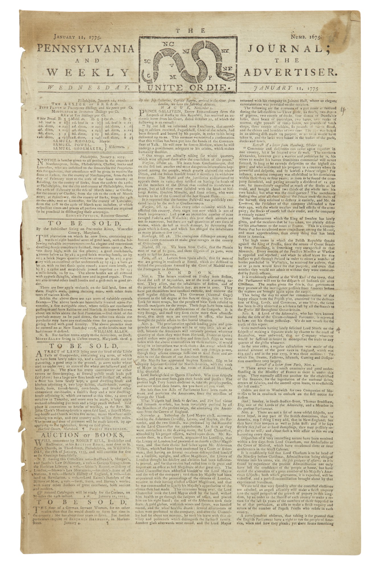 (AMERICAN REVOLUTION) | "Unite or Die" political cartoon in the ...