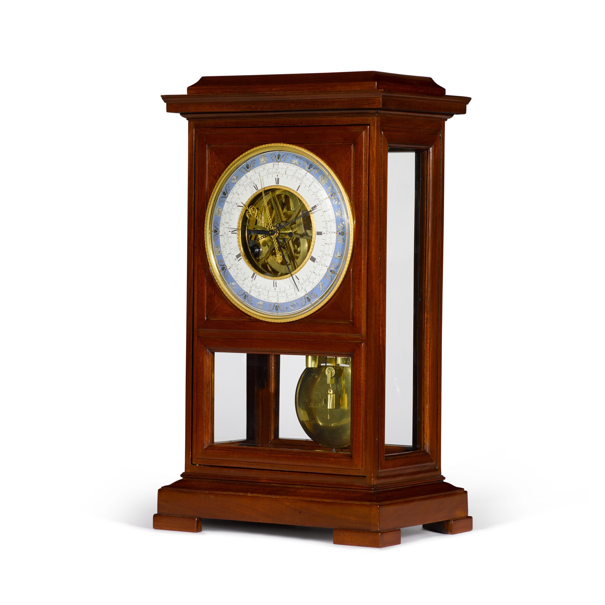 A Consulate mahogany month-going table regulator with remontoire ...