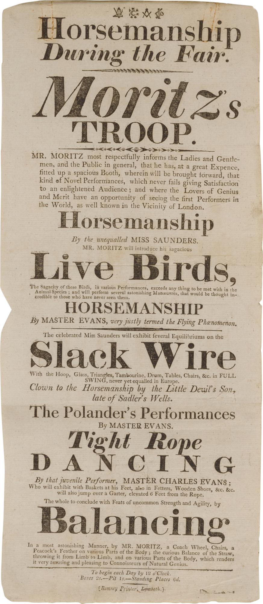 [Moritz] | Mr. Moritz's troupe performing in a "most astonishing manner ...