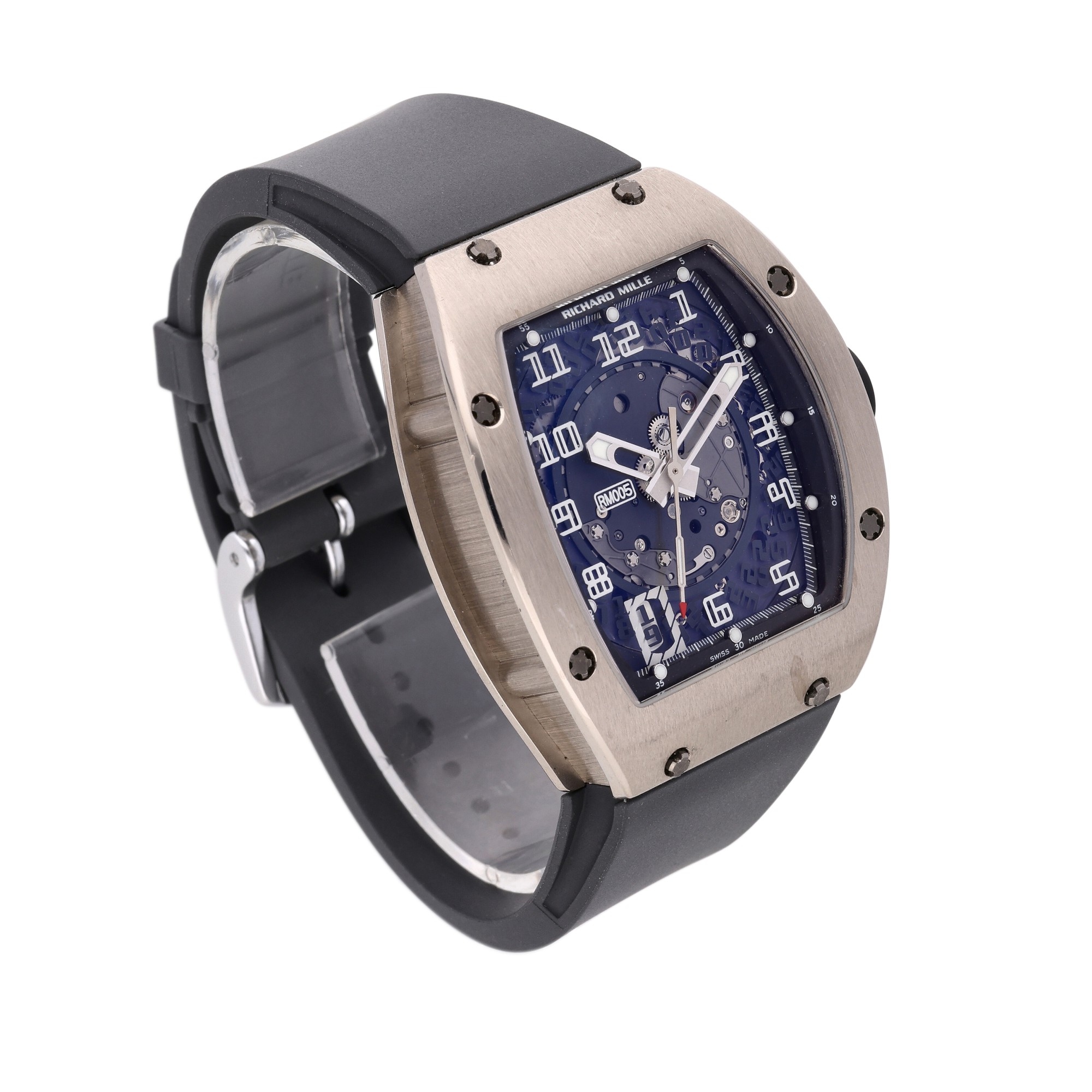 Reference RM005 AE WG | A white gold skeletonized wristwatch with date ...