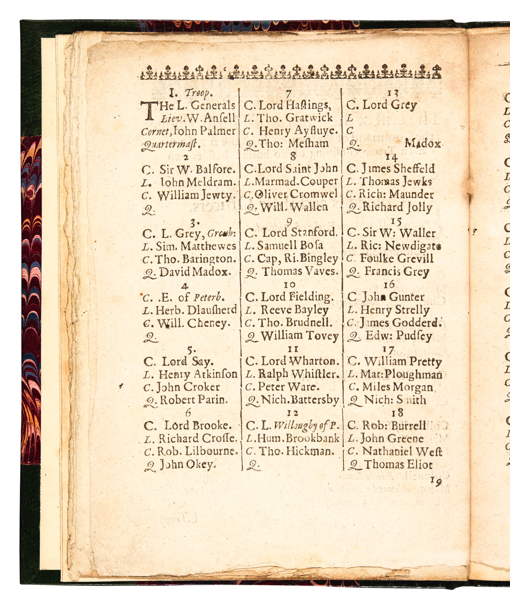 [Civil War] The list of the army raised under the... earl of Essex ...
