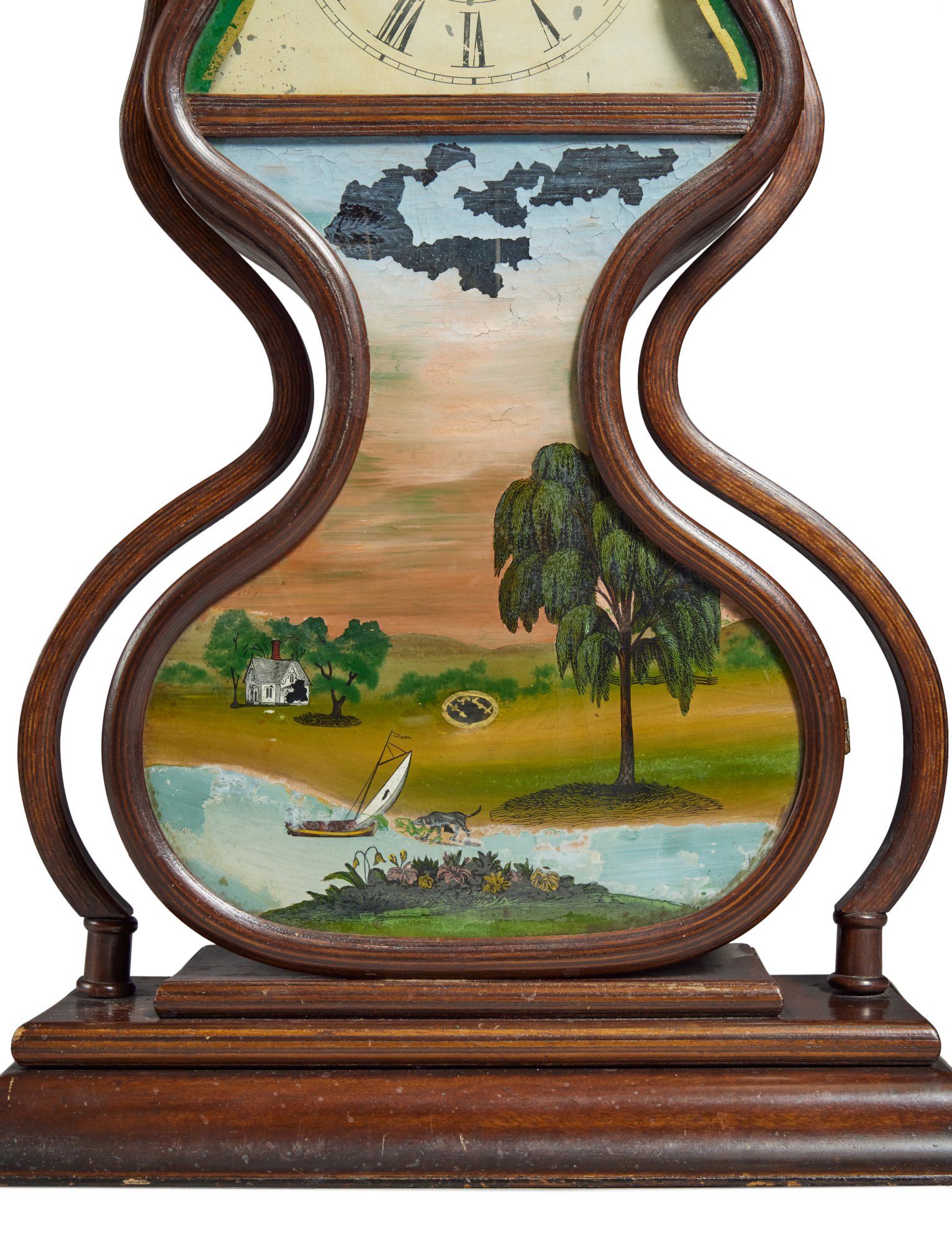 A Rare Federal Églomisé and Mahogany Acorn Shelf Clock, Forrestville ...
