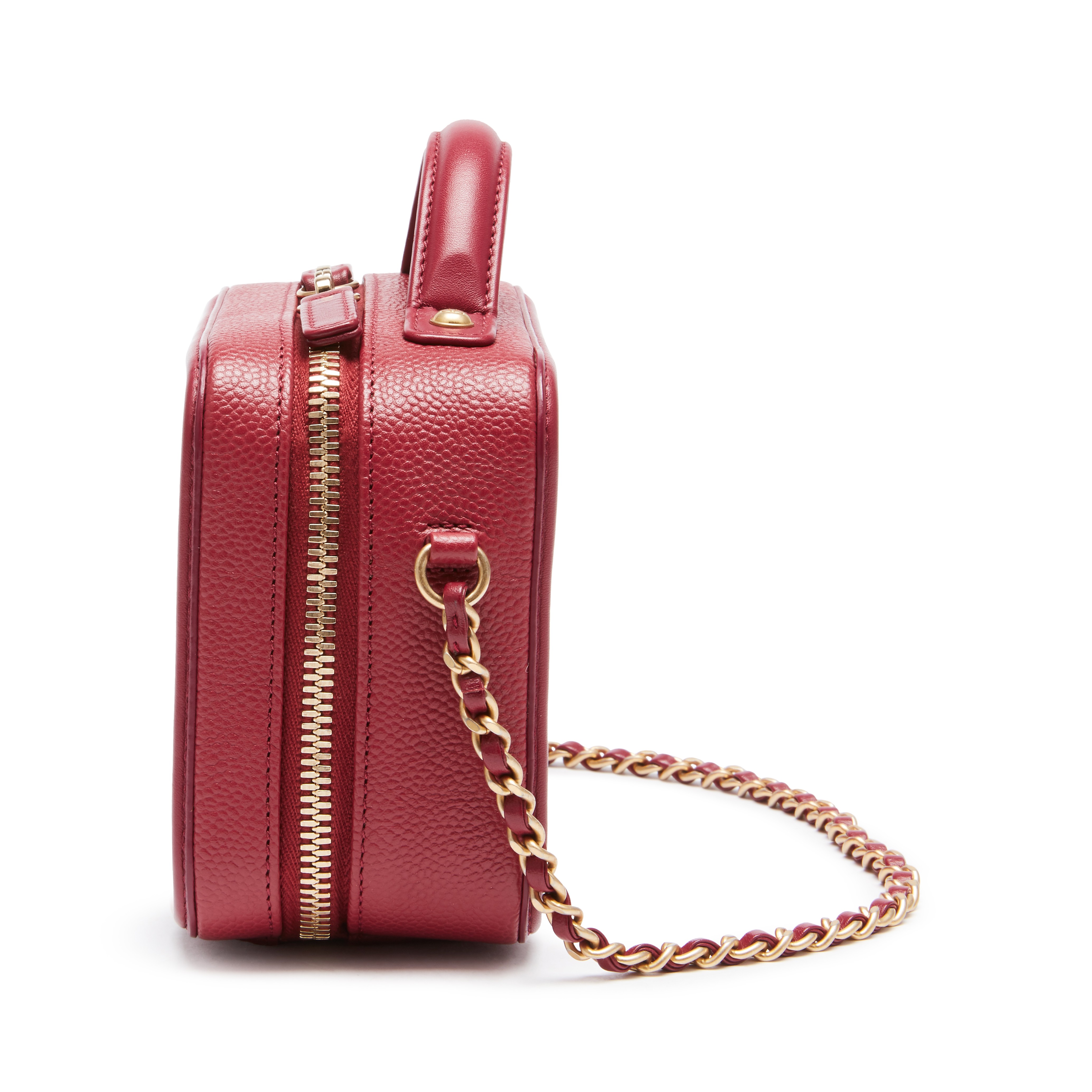 Burgundy CC Filigree Vanity Case Mini in Caviar Leather with Gold-Tone ...