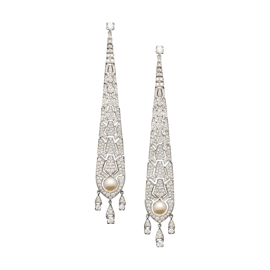 Cartier Diamond And Pearl ÉVasions Joaillières Drop Earrings Available ...