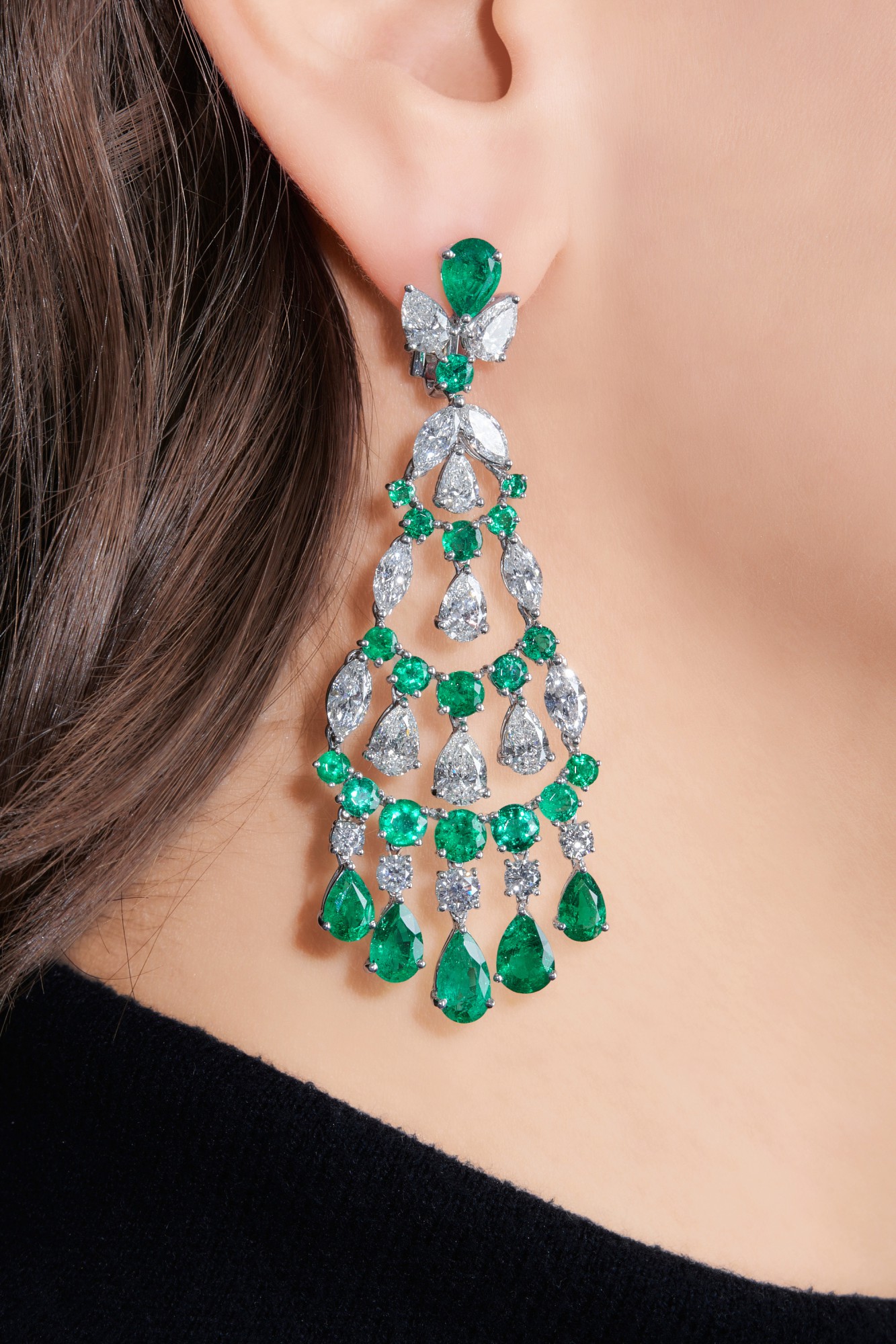Pair of emerald and diamond pendent earrings | Magnificent Jewels and ...