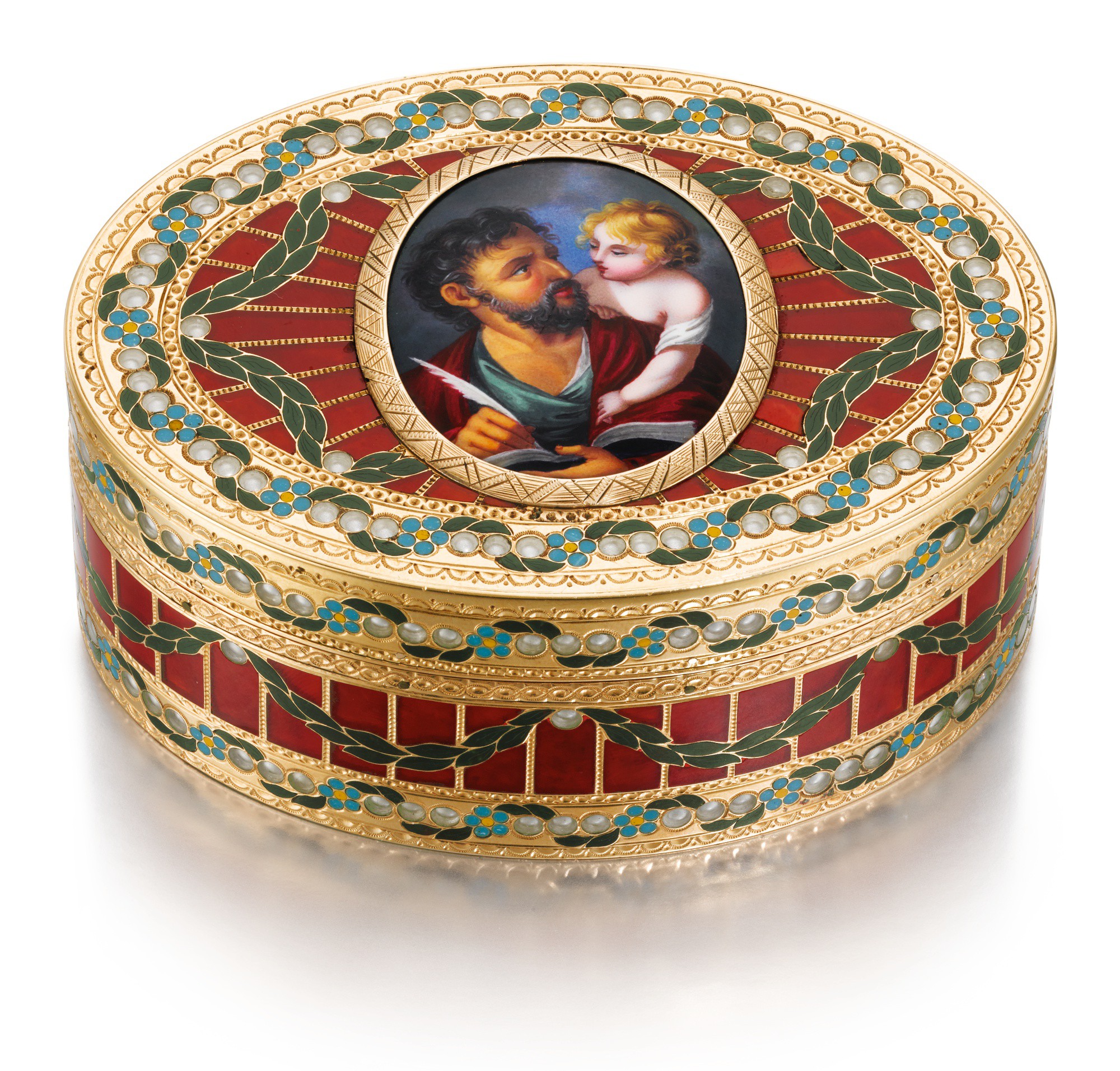 A GOLD, HARDSTONE AND ENAMEL SNUFF BOX, JOHANN CHRISTIAN NEUBER ...