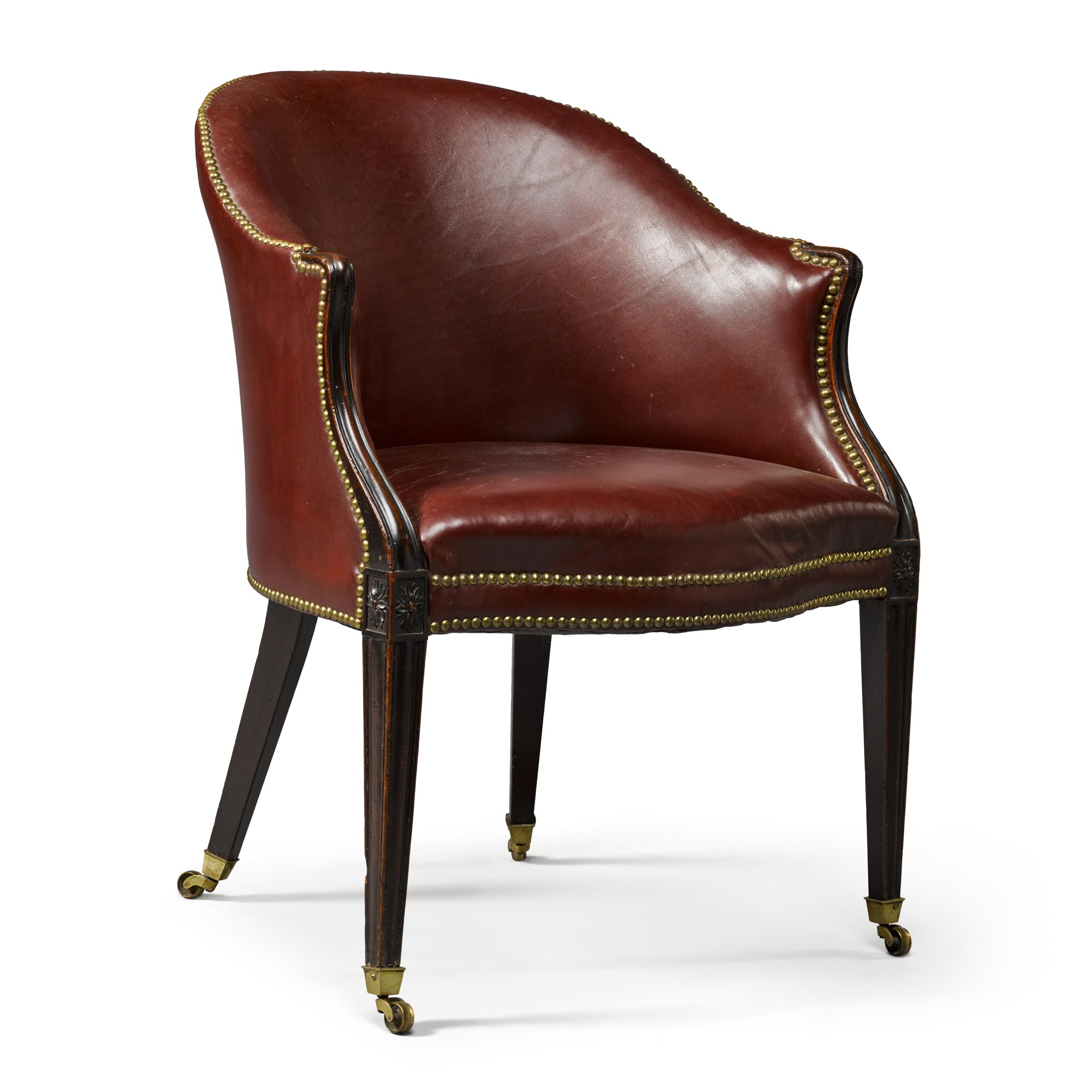 A George III carved mahogany library tub chair, late 18th century ...