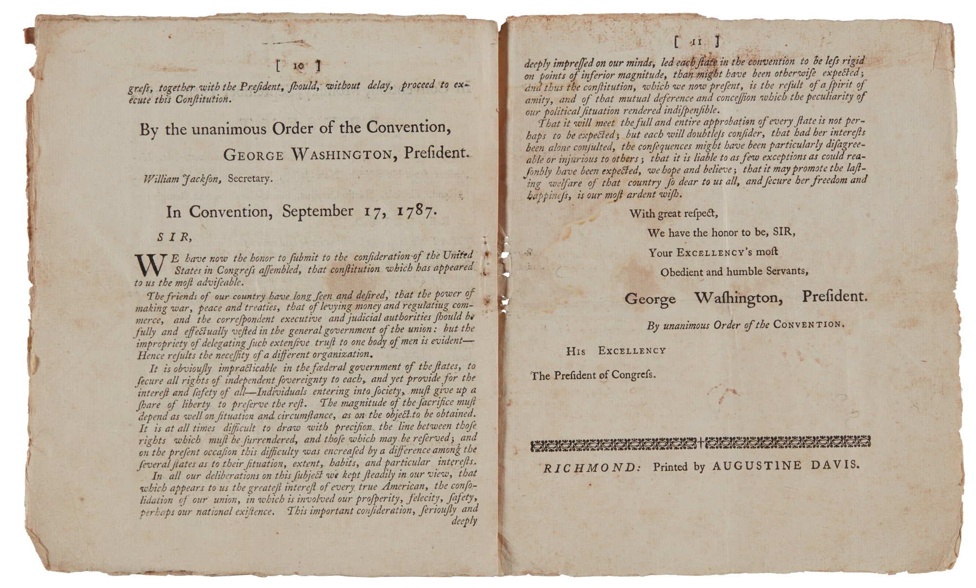 United States Constitution | The earliest surviving printing of the ...