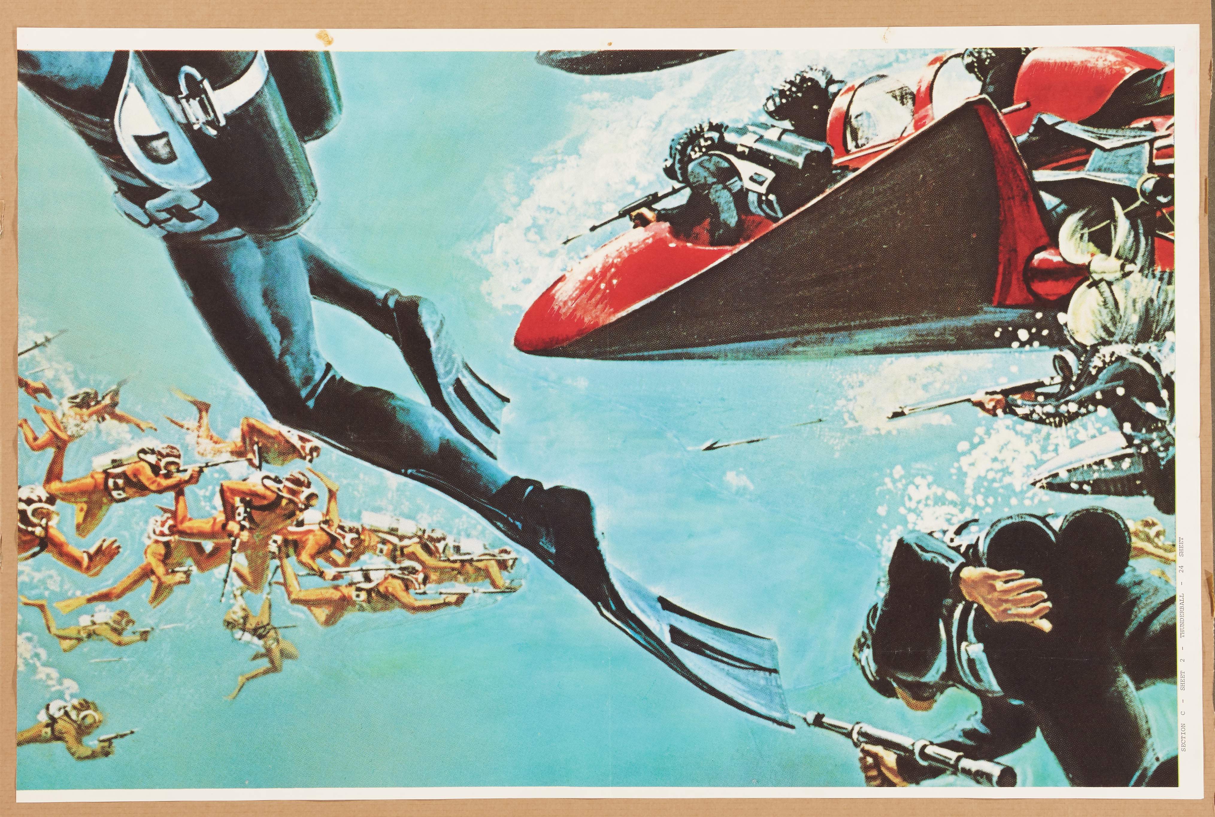 THUNDERBALL (1965) US, PARTIAL BILLBOARD POSTER (ACCOMPANIED BY A FRAMED LOBBY CARD SIGNED BY ...