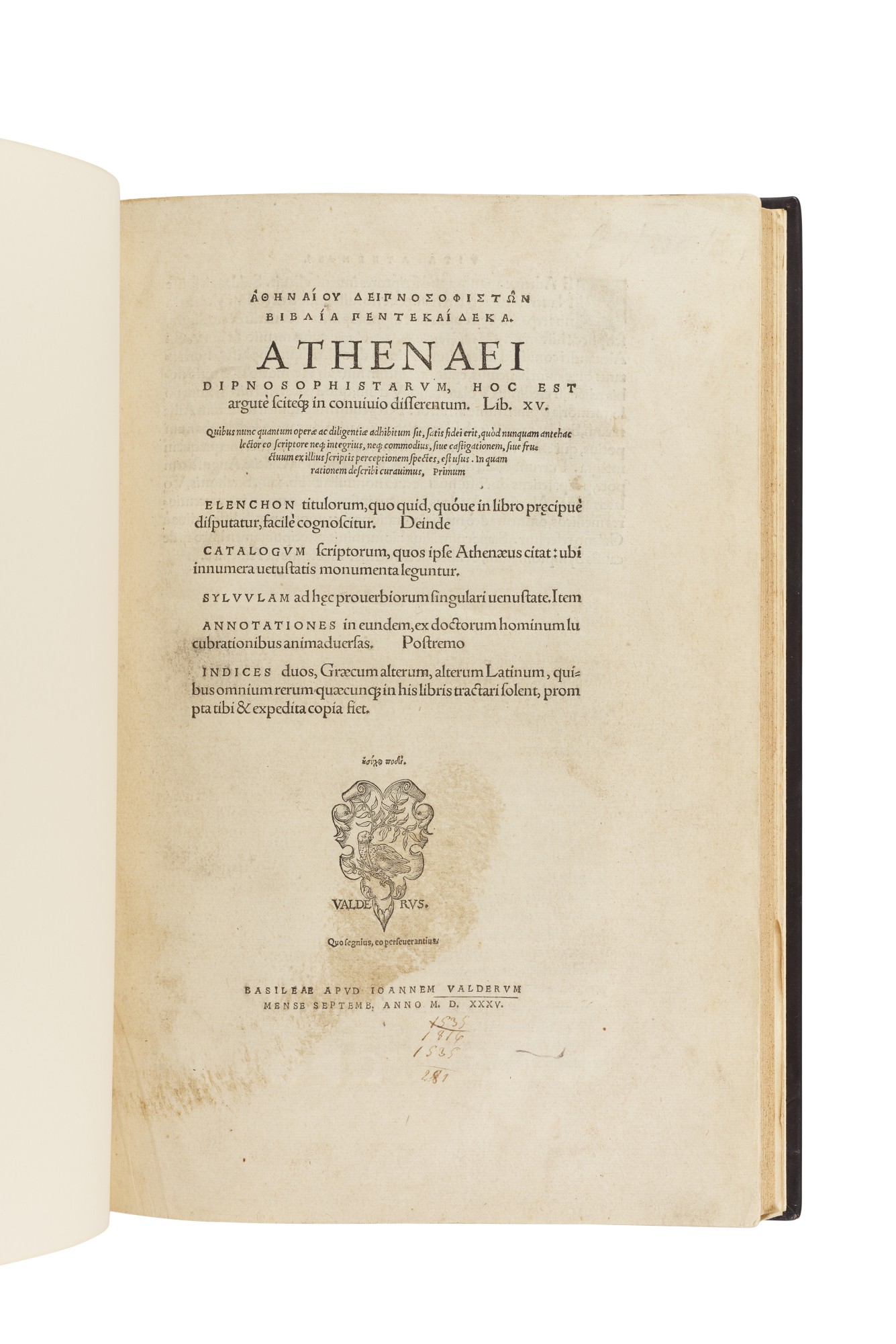 Athenaeus, Deipnosophistae, Basel, 1535, modern leather | Antiquarian ...