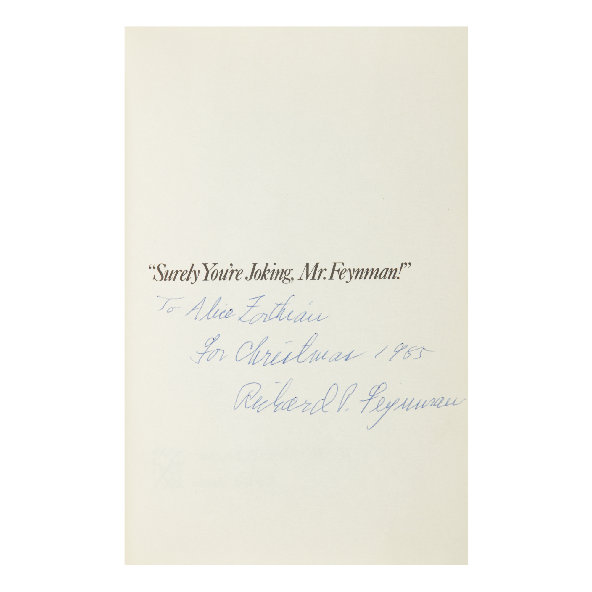FEYNMAN, RICHARD | "Surely You’re Joking Mr. Feynman!"Adventures of a ...