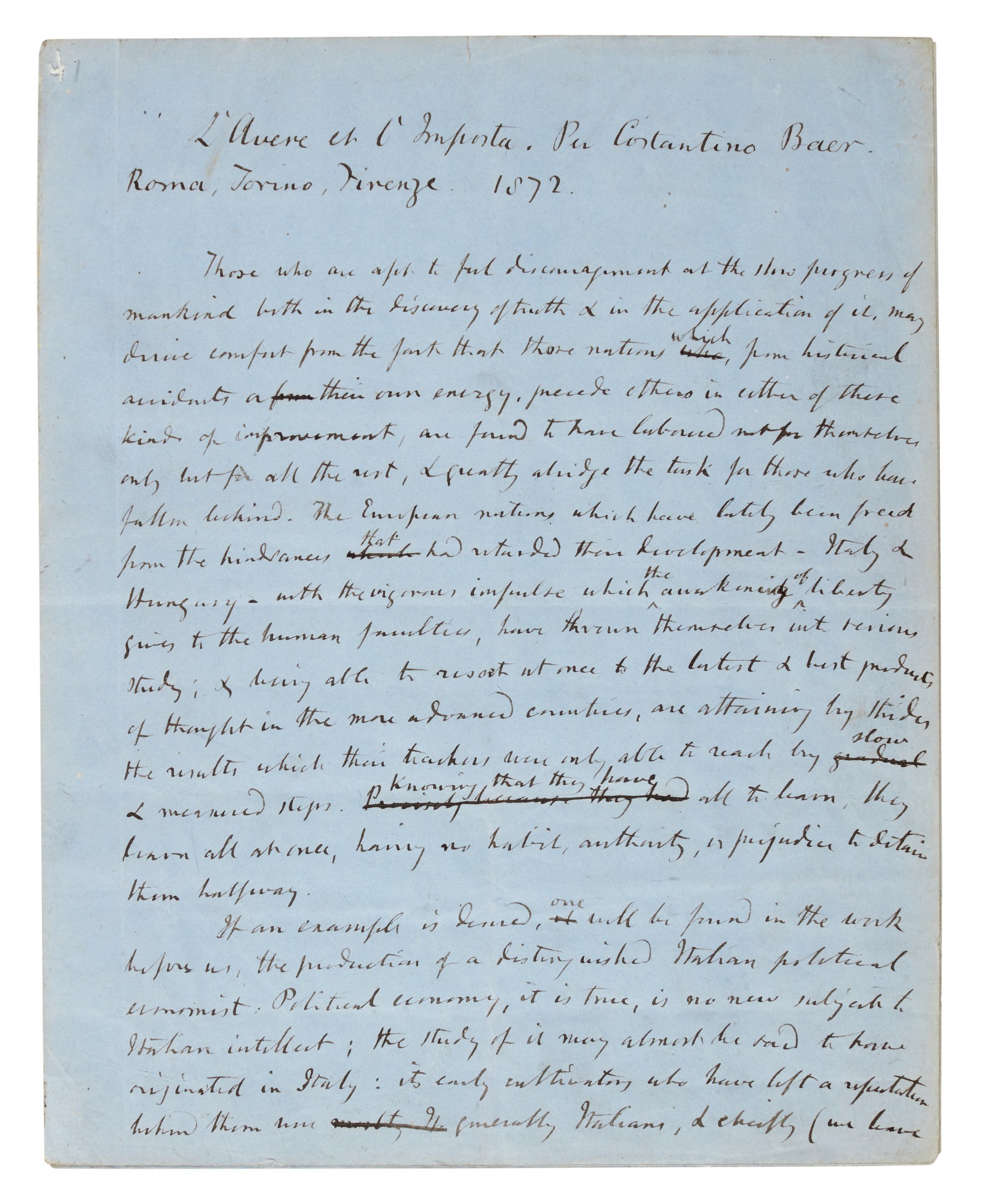 John Stuart Mill | Autograph working manuscript of a review article on ...