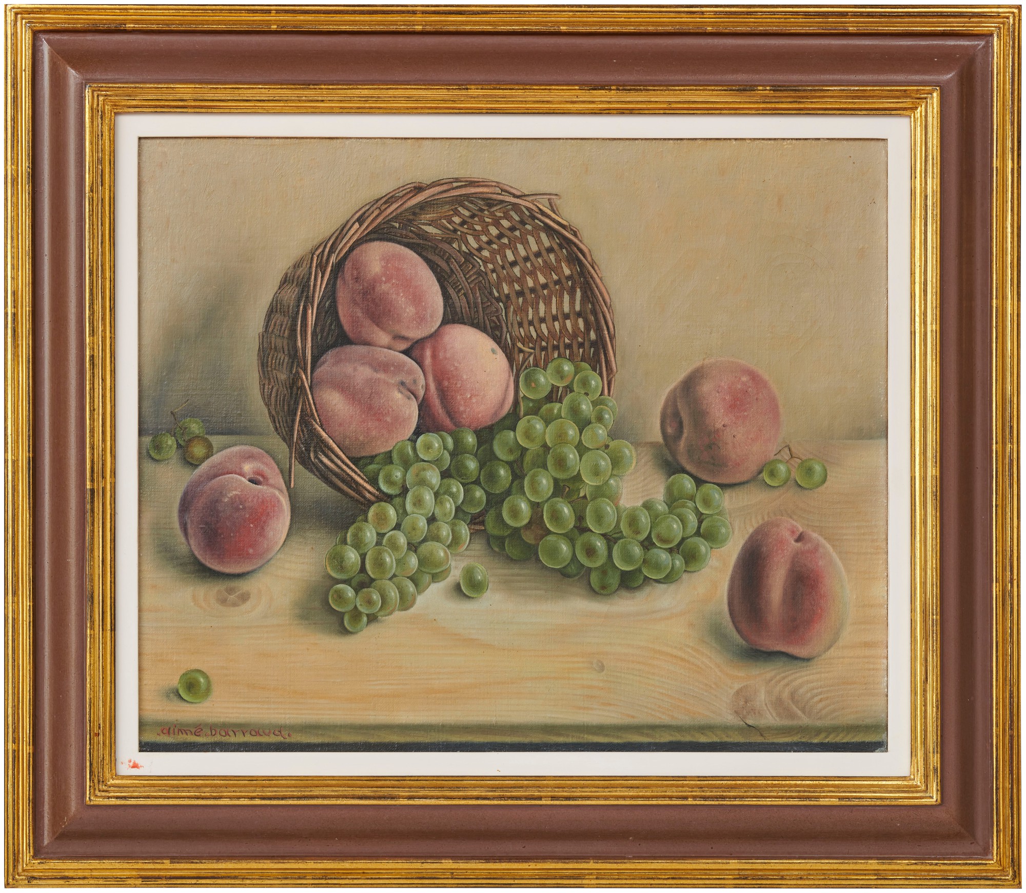 Stillleben mit Pfirsichen, Trauben und Korb | Modern & Contemporary ...