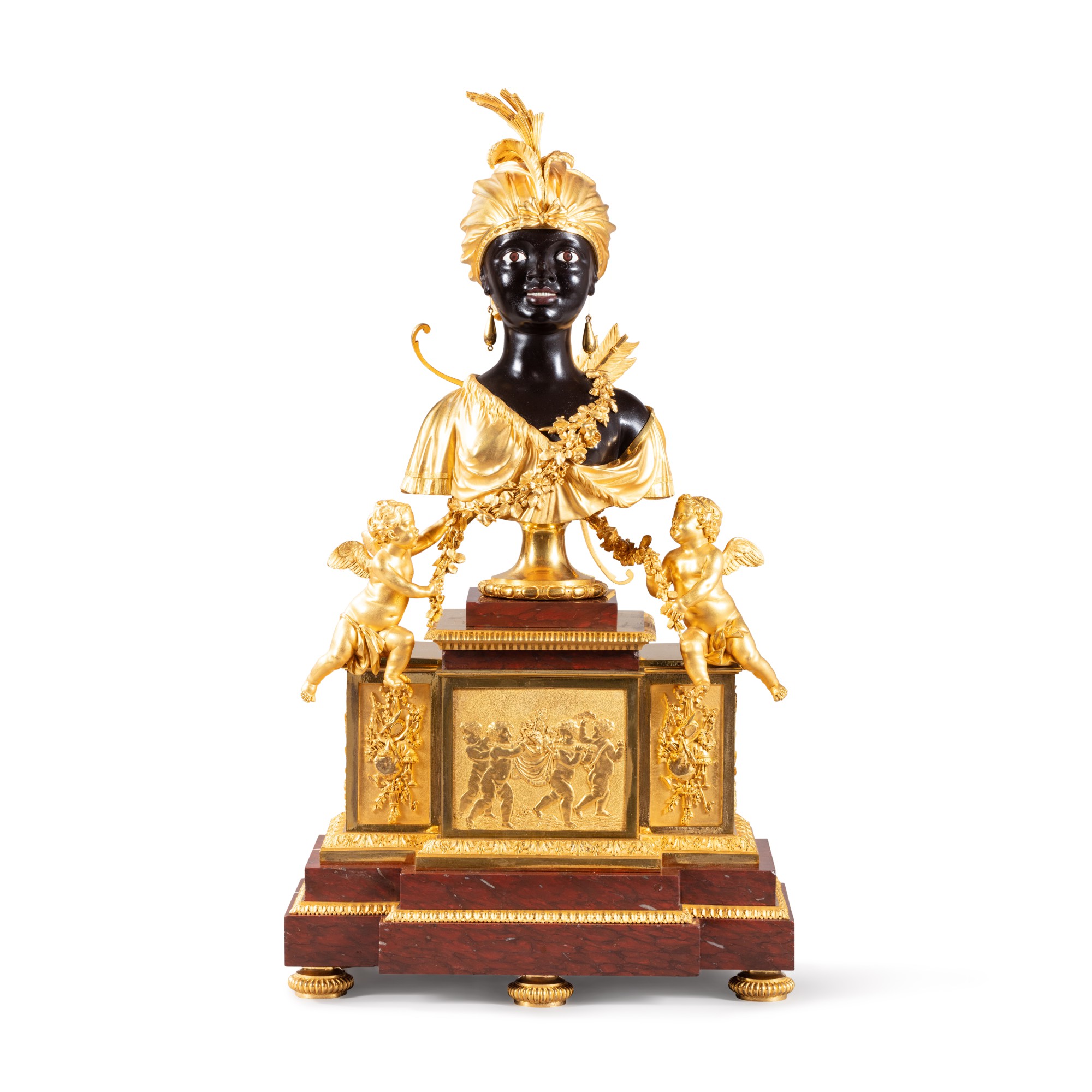 A gilt-bronze musical and automaton mantel clock, late Louis XVI, the ...