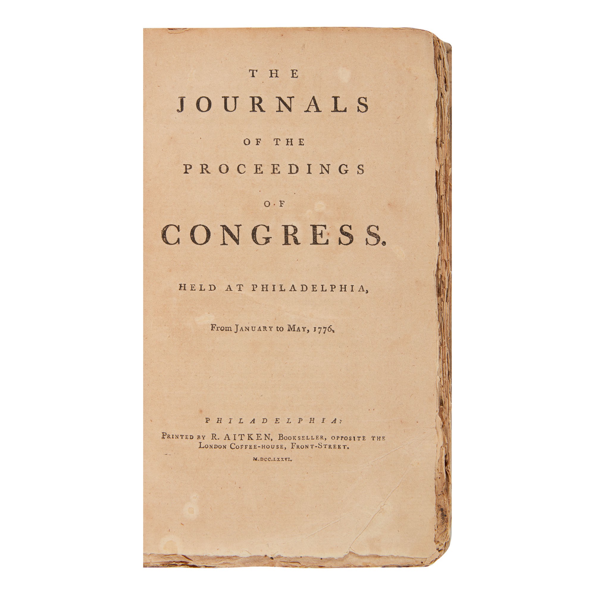 Continental Congress | Perhaps the rarest of all early Journals of ...