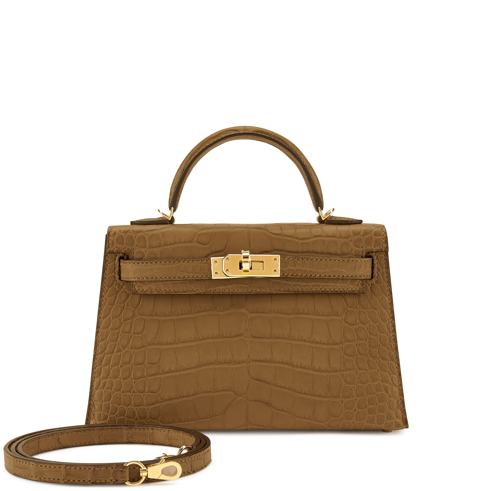Kraft Matte Alligator Mini Kelly II 20 Gold Hardware, 2021 | Handbags ...