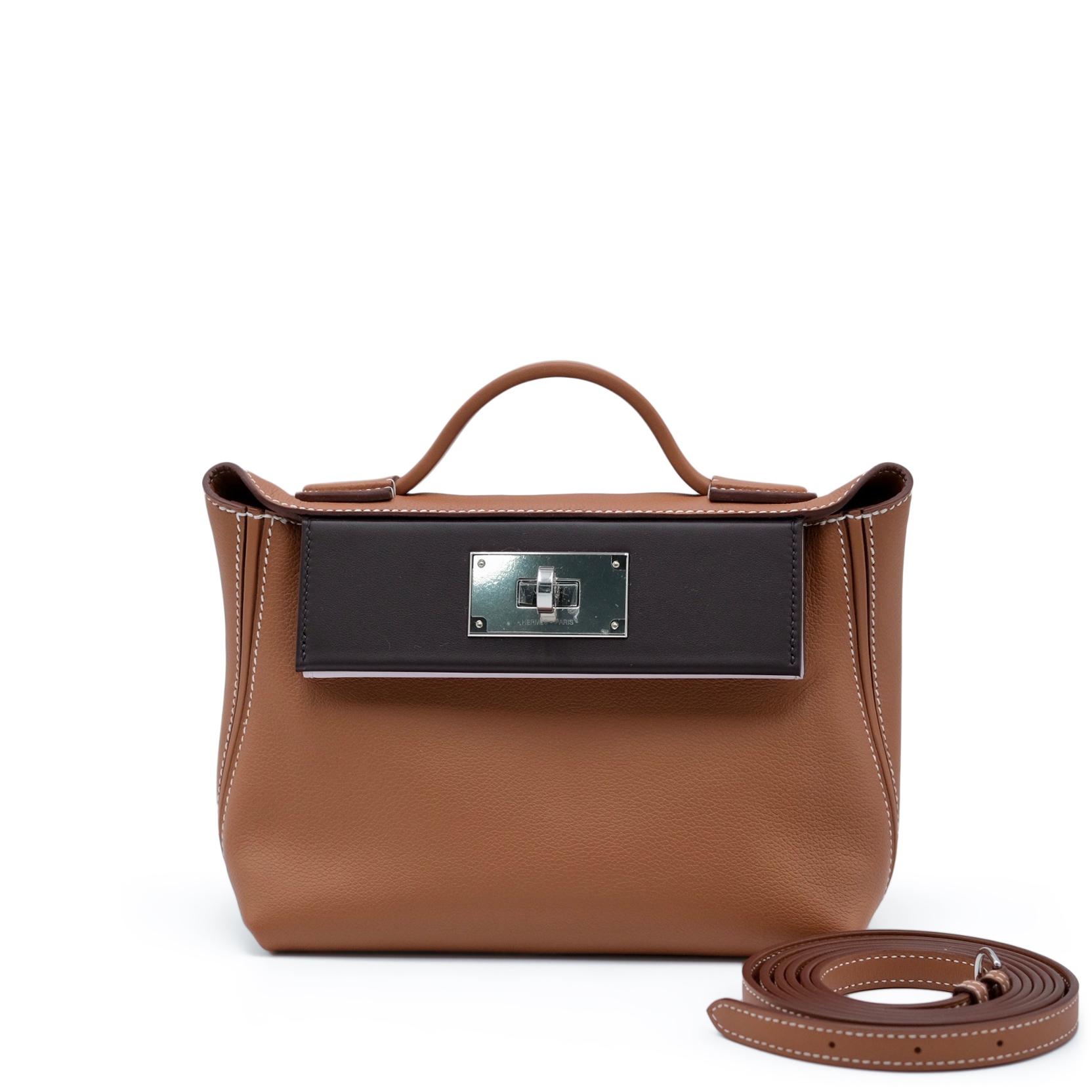 Hermès Gold, Rouge Sellier And Mauve Pale Evercolor And Swift Mini 24/ ...