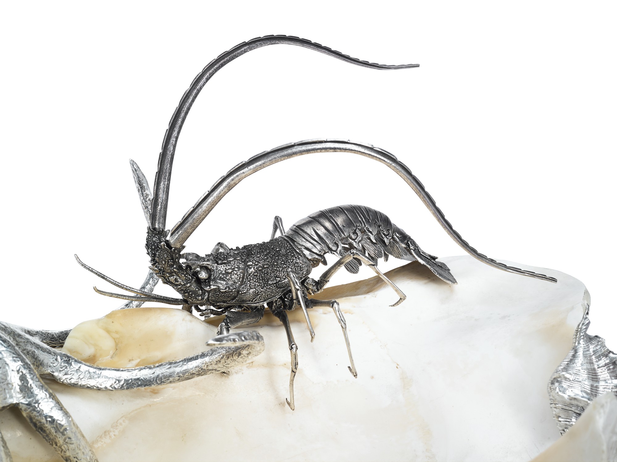 A LARGE ITALIAN SILVER-MOUNTED SHELL CENTERPIECE, GIANMARIA BUCCELLATI ...