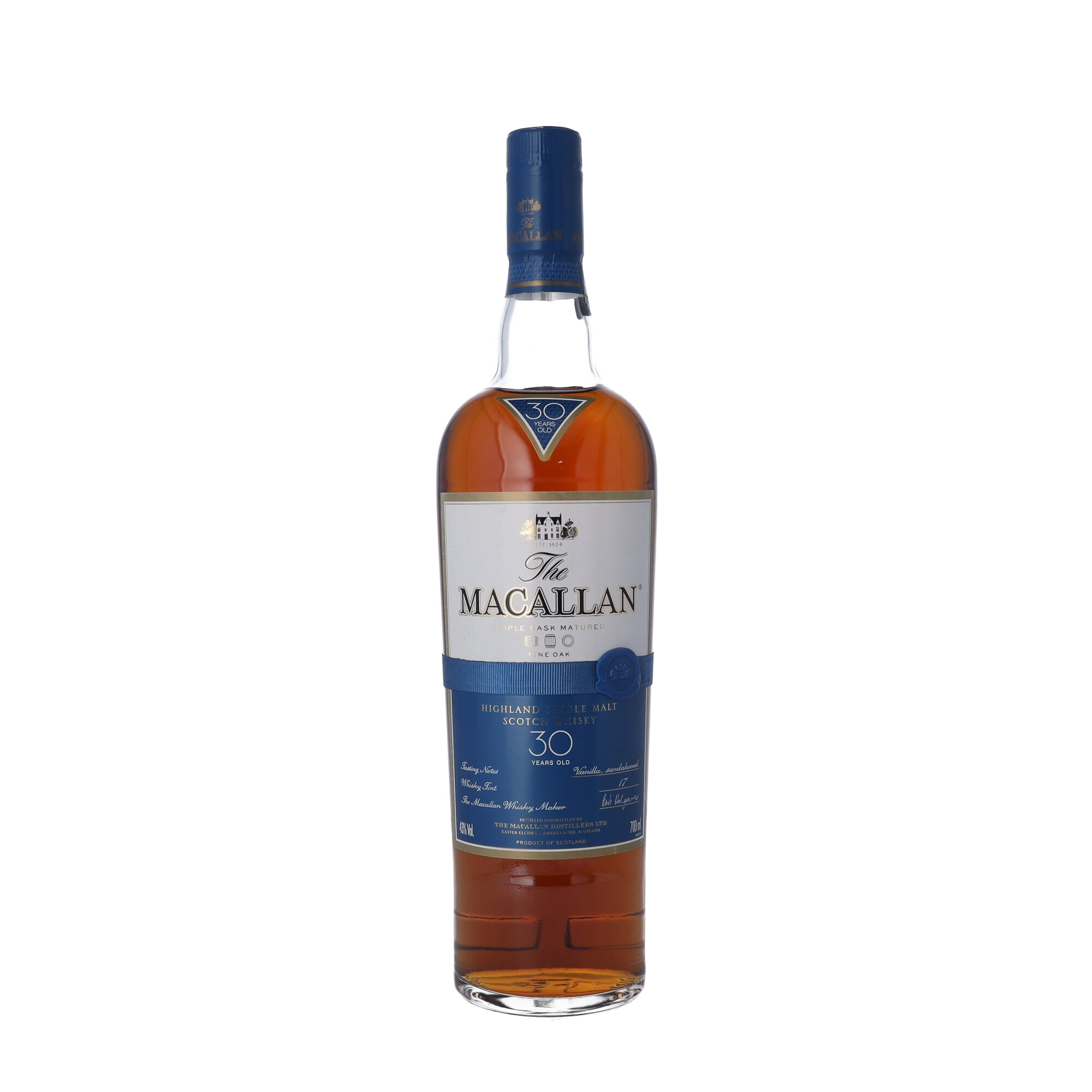 The Macallan 30 Year Old Fine Oak Blue Ribbon 43.0 abv NV (1 BT70 ...