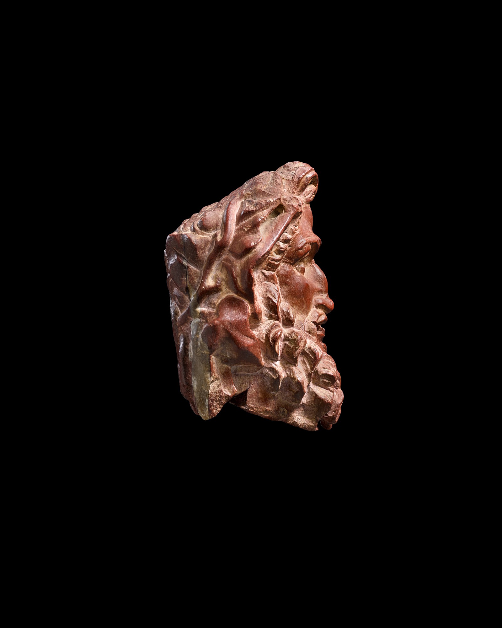 A Rosso Antico Marble Herm Head of a Satyr, circa 2nd Century A.D ...
