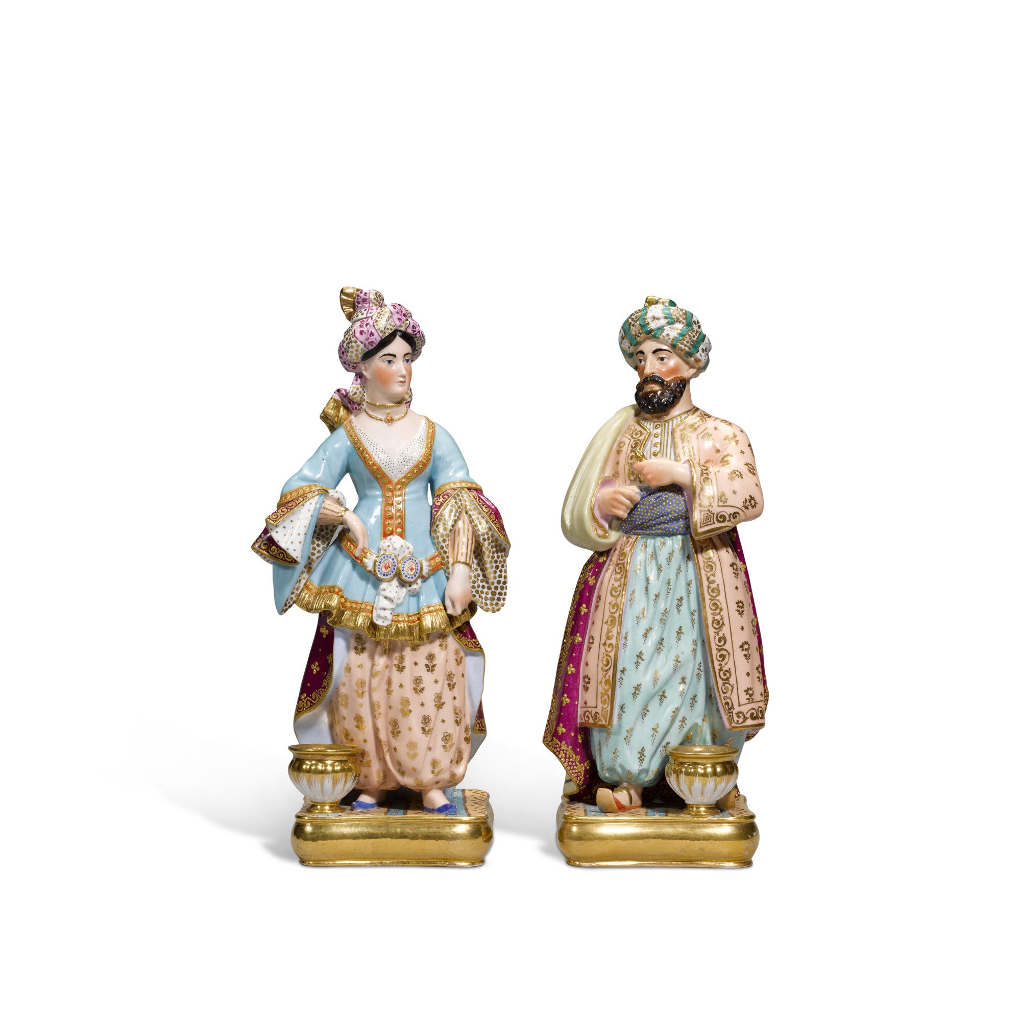 A pair of Porcelain de Paris Ottoman figures of a Sultan and Sultana ...