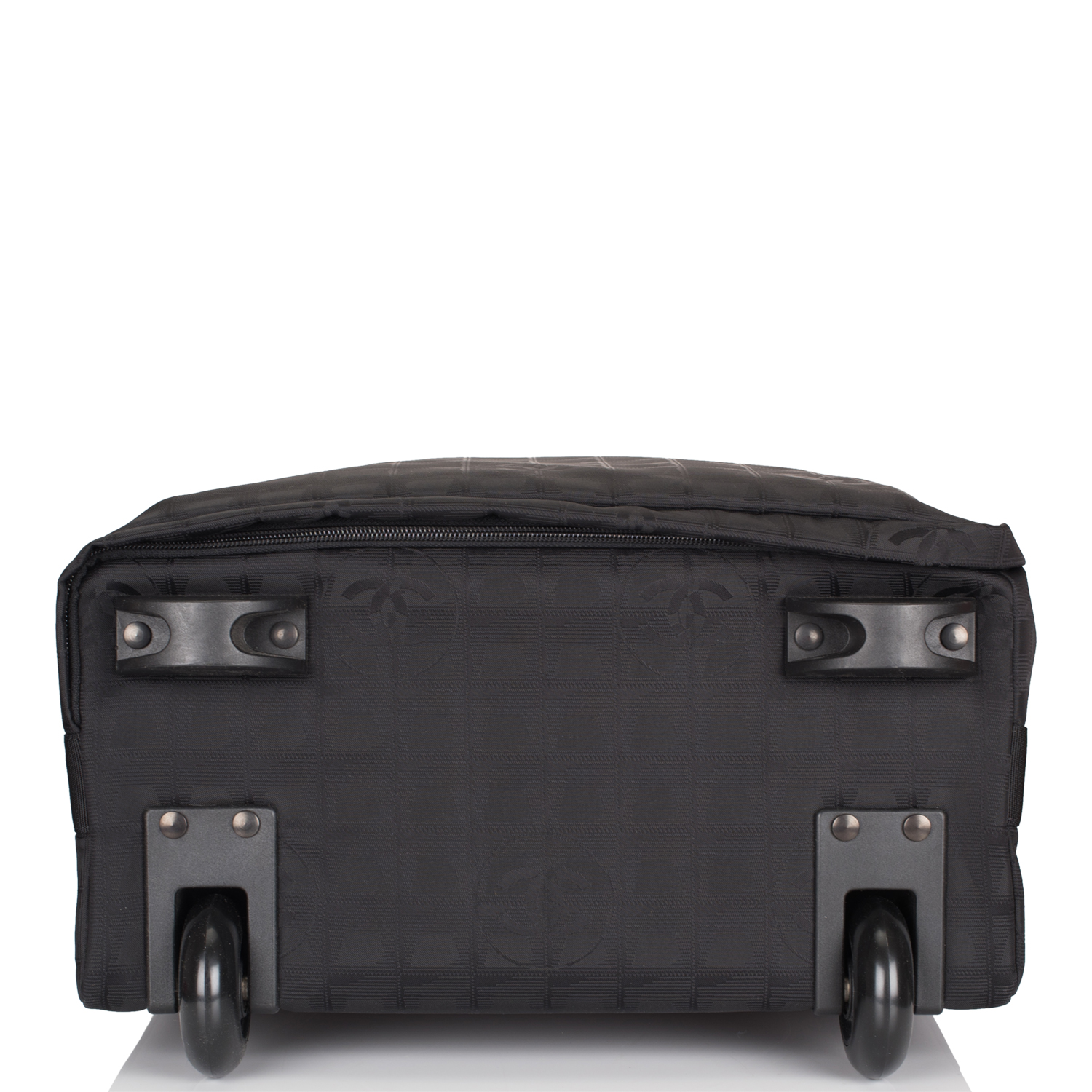 Chanel Travel Trolley Rolling Luggage of Black Nylon with Silver ...