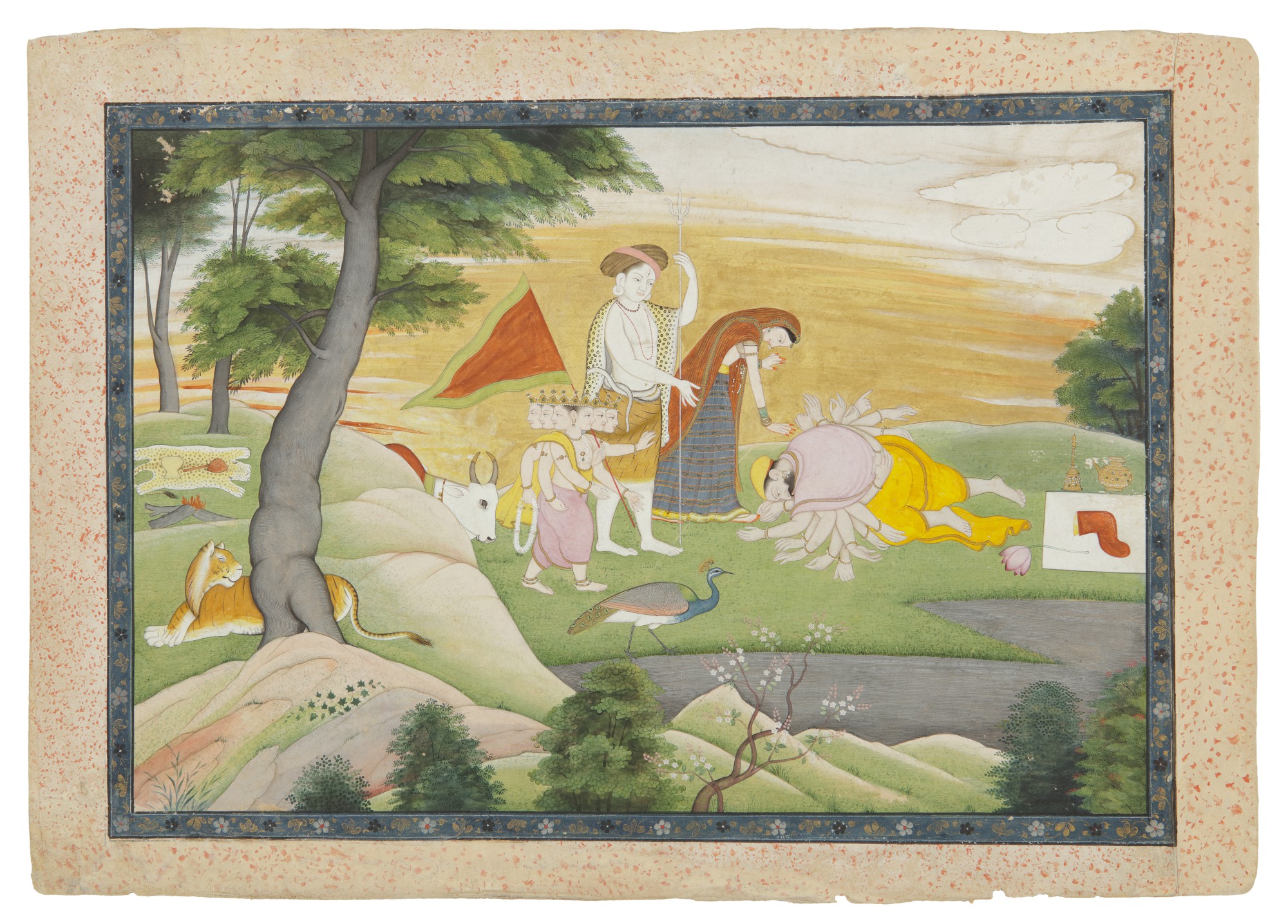 An illustration from an Usha-Aniruddha series: one thousand-armed ...