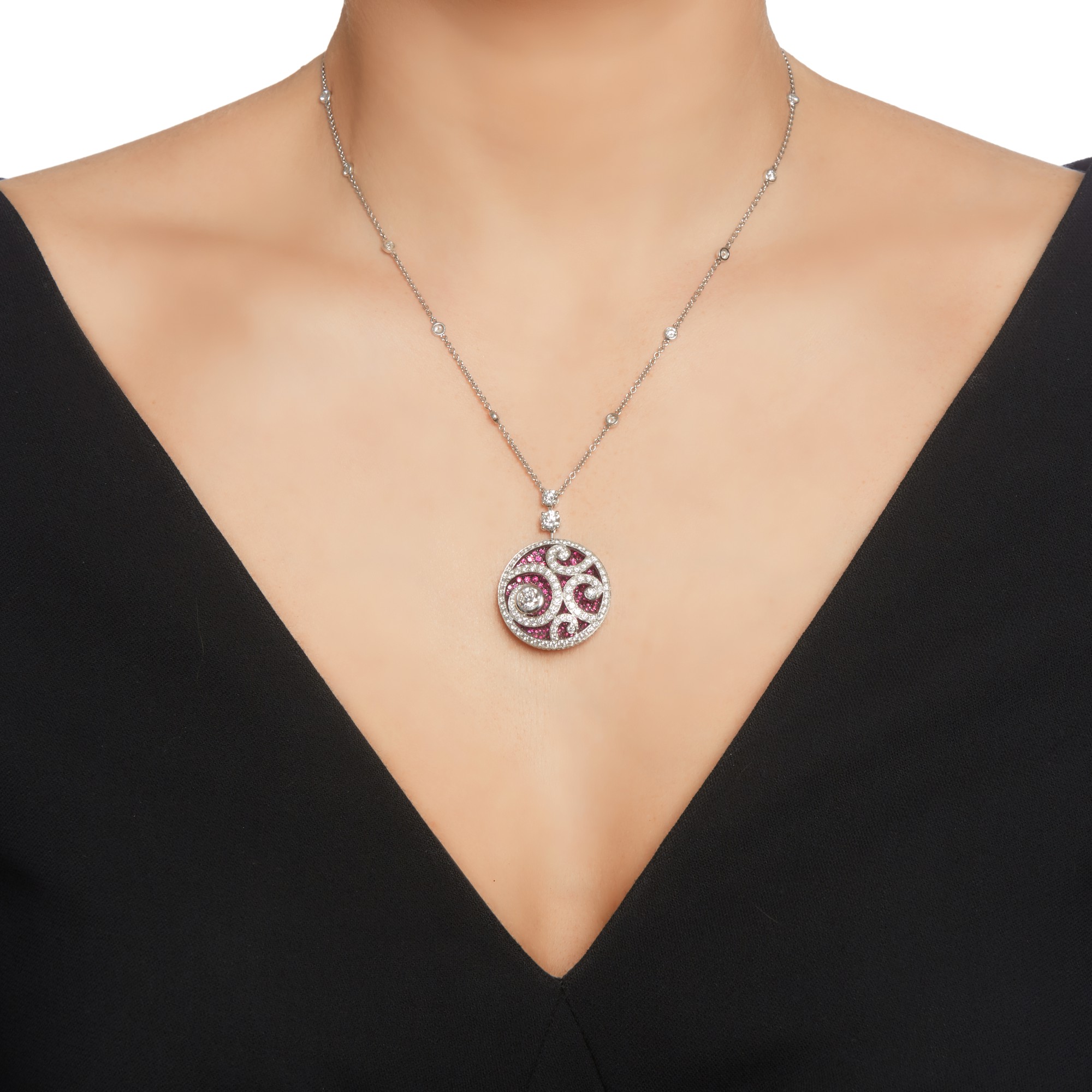 Graff | Ruby and diamond pendant necklace, 'Diamond on Diamond' | Life ...