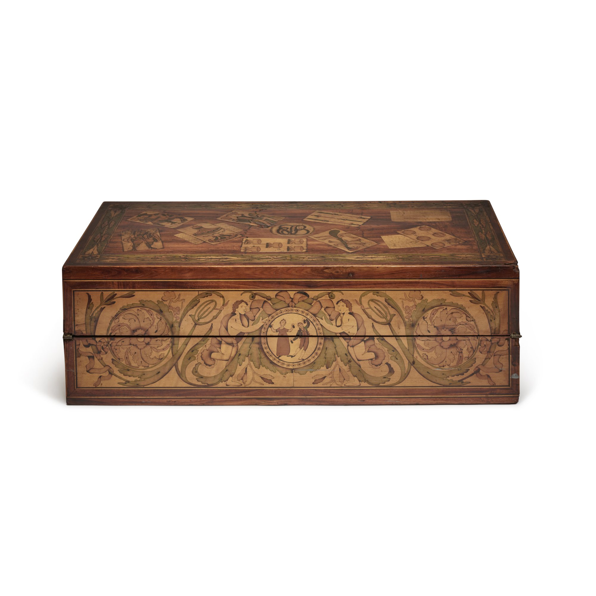 A Neoclassical Fruitwood and Stained Sycamore Marquetry Rosewood ...