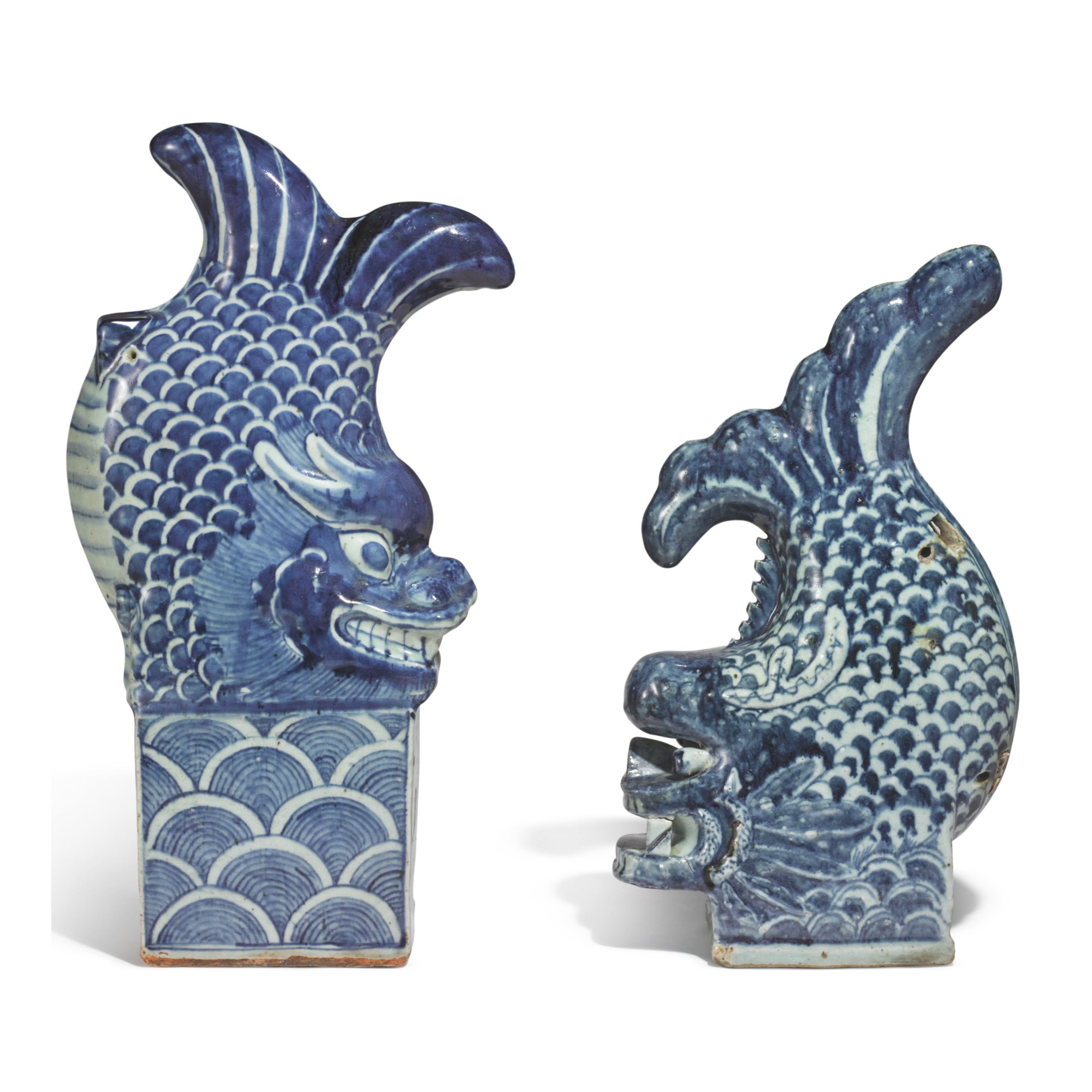 TWO CHINESE DRAGON-FISH FORM ROOF TILES, LATE 19TH/20TH CENTURY | Mario ...