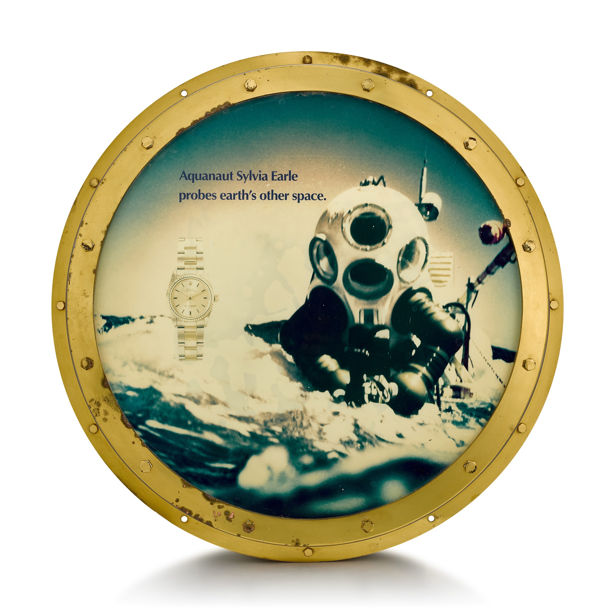 ROLEX | A HEAVY GILT BRASS RETAILER'S LIGHT BOX WITH ADVERTISEMENT ...