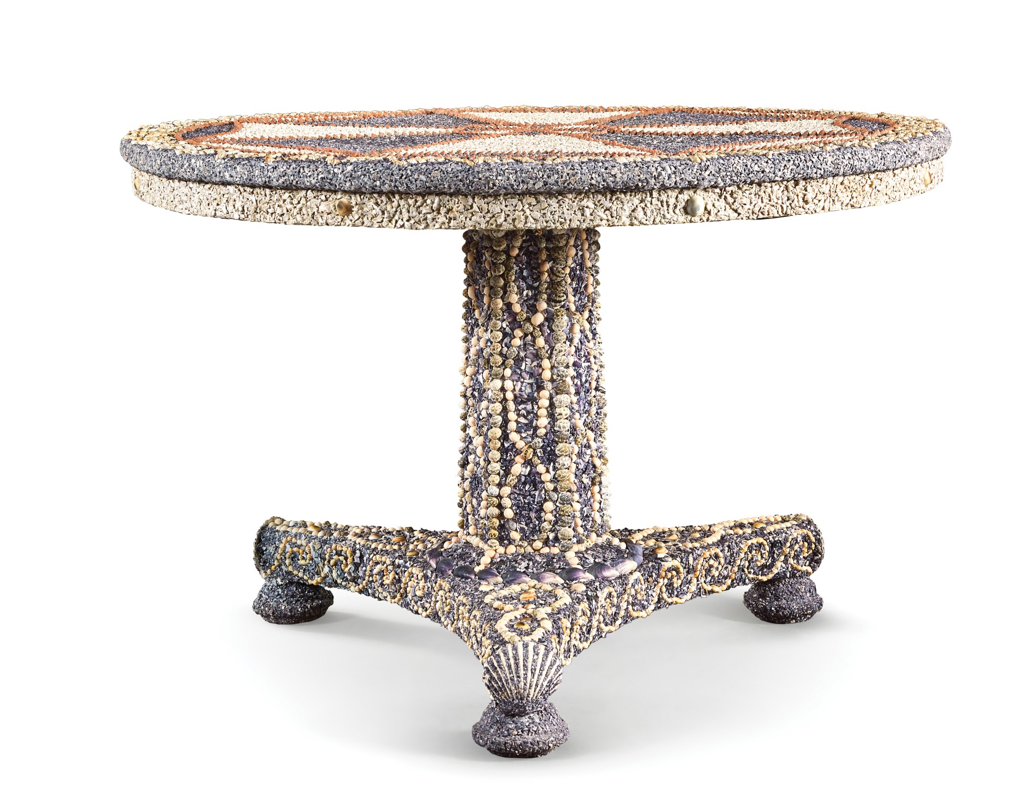 A SHELLWORK DECORATED CENTRE TABLE, THE TABLE 19TH CENTURY, THE ...