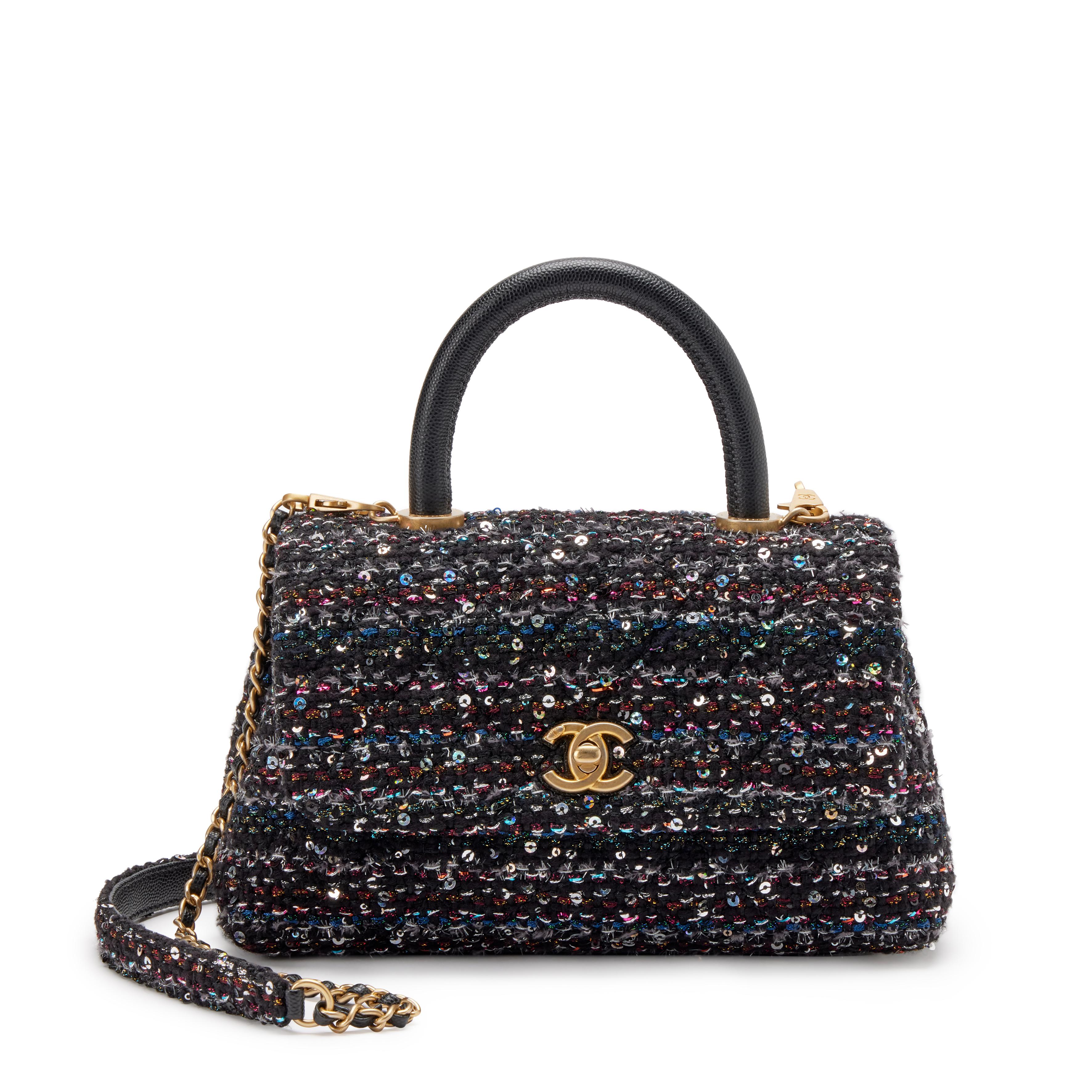 Chanel Black And Sequin Tweed Coco Top Handle Gold Hardware, 2020 ...