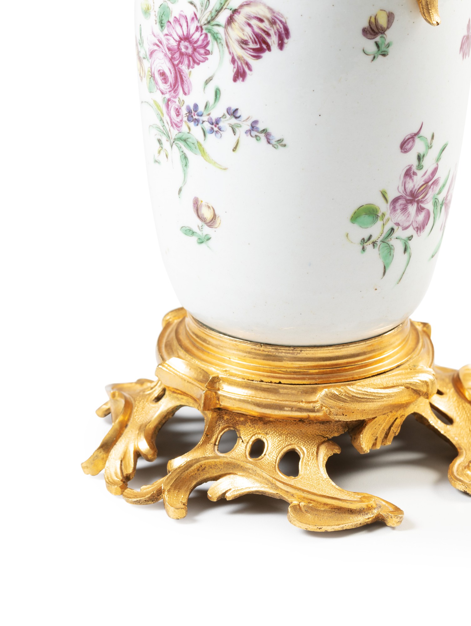 A Louis XV gilt-bronze mounted porcelain vase, the porcelain probably ...